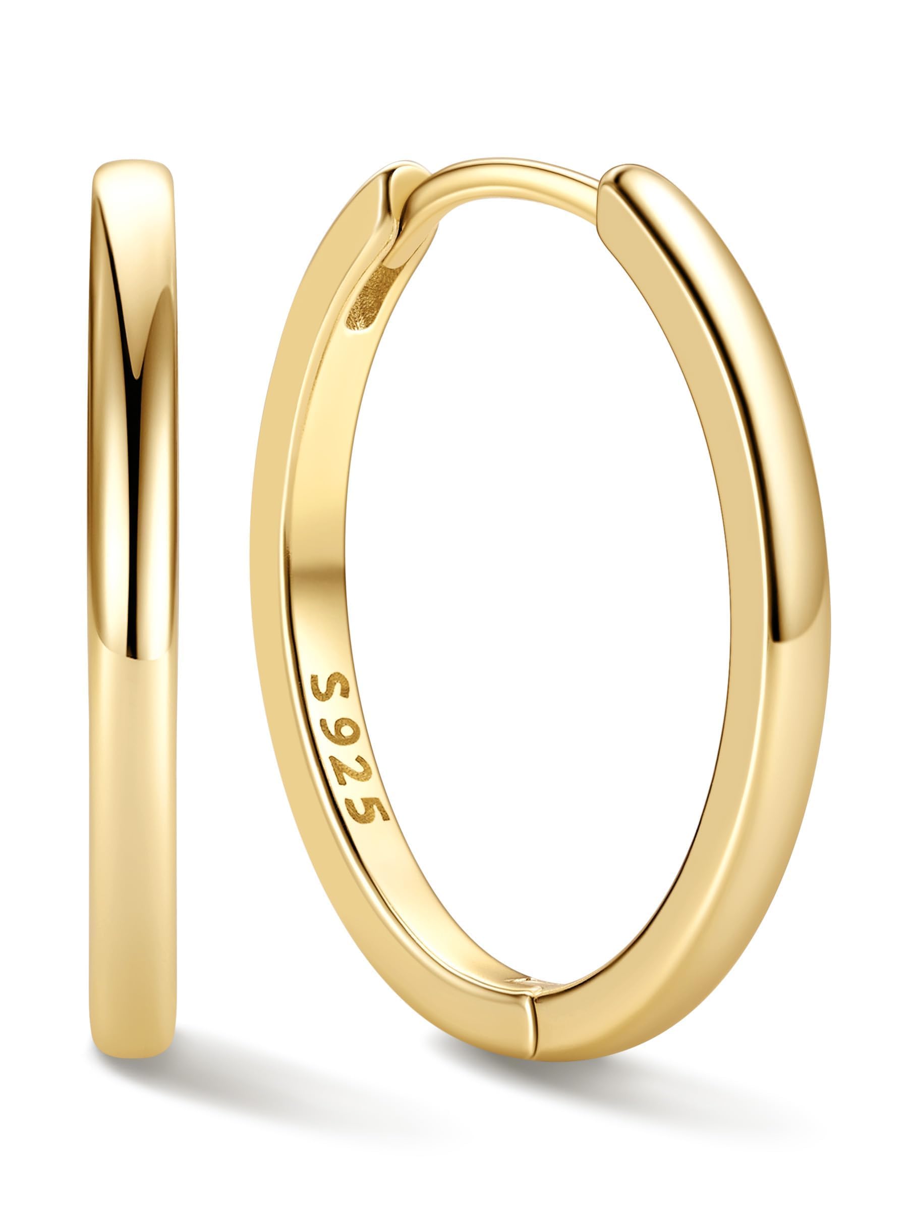 ChicSilver 14K Gold Plated Hoops Earrings for Women Huggie Earrings for ...