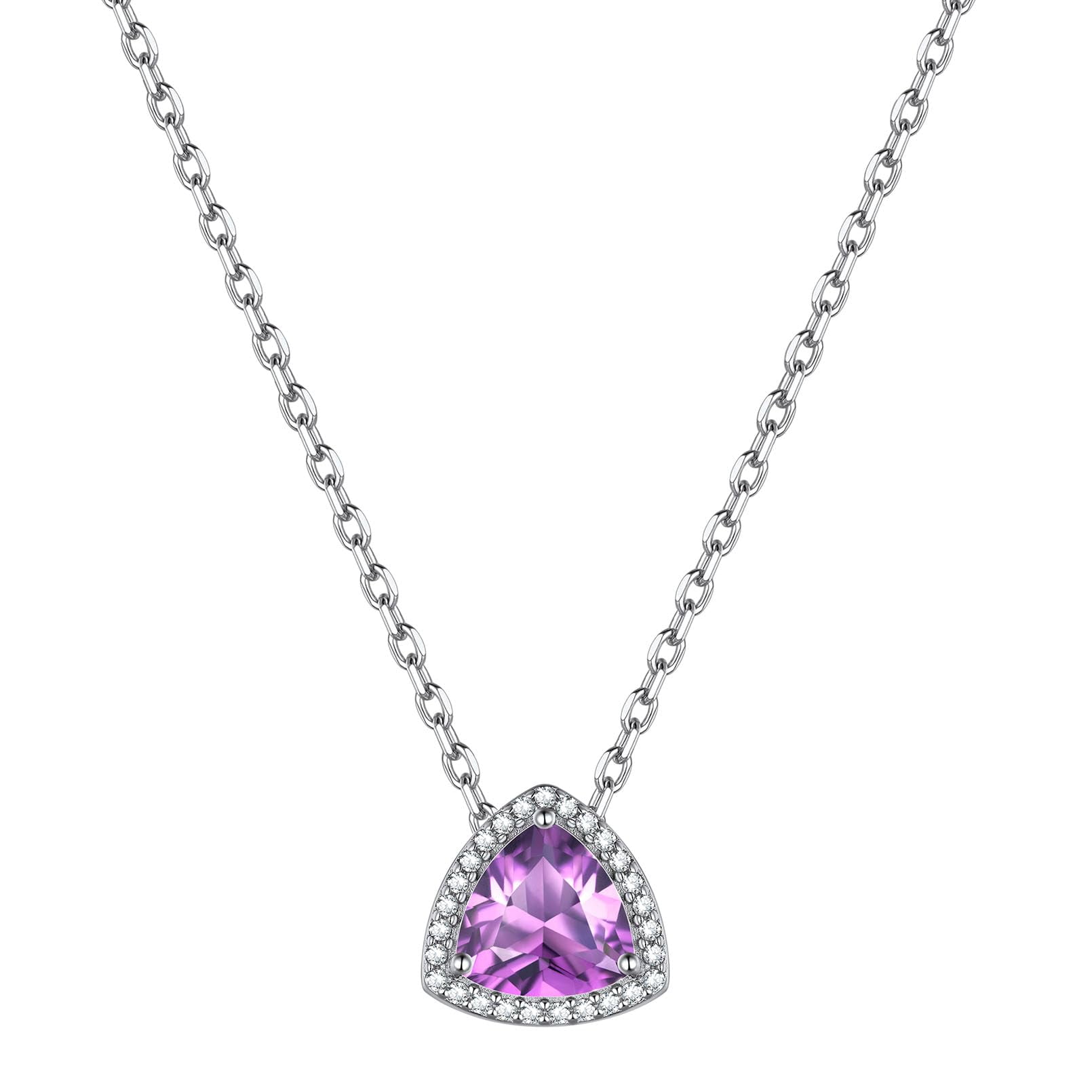ChicSilver 925 Sterling Silver Birthstone Necklace for Women, Triangle ...