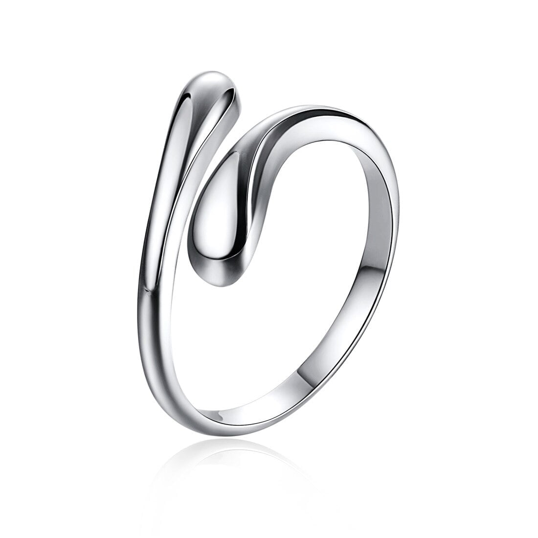 ChicSilver Sterling Silver Teardrop Open Ring, Adjustable Minimalist ...