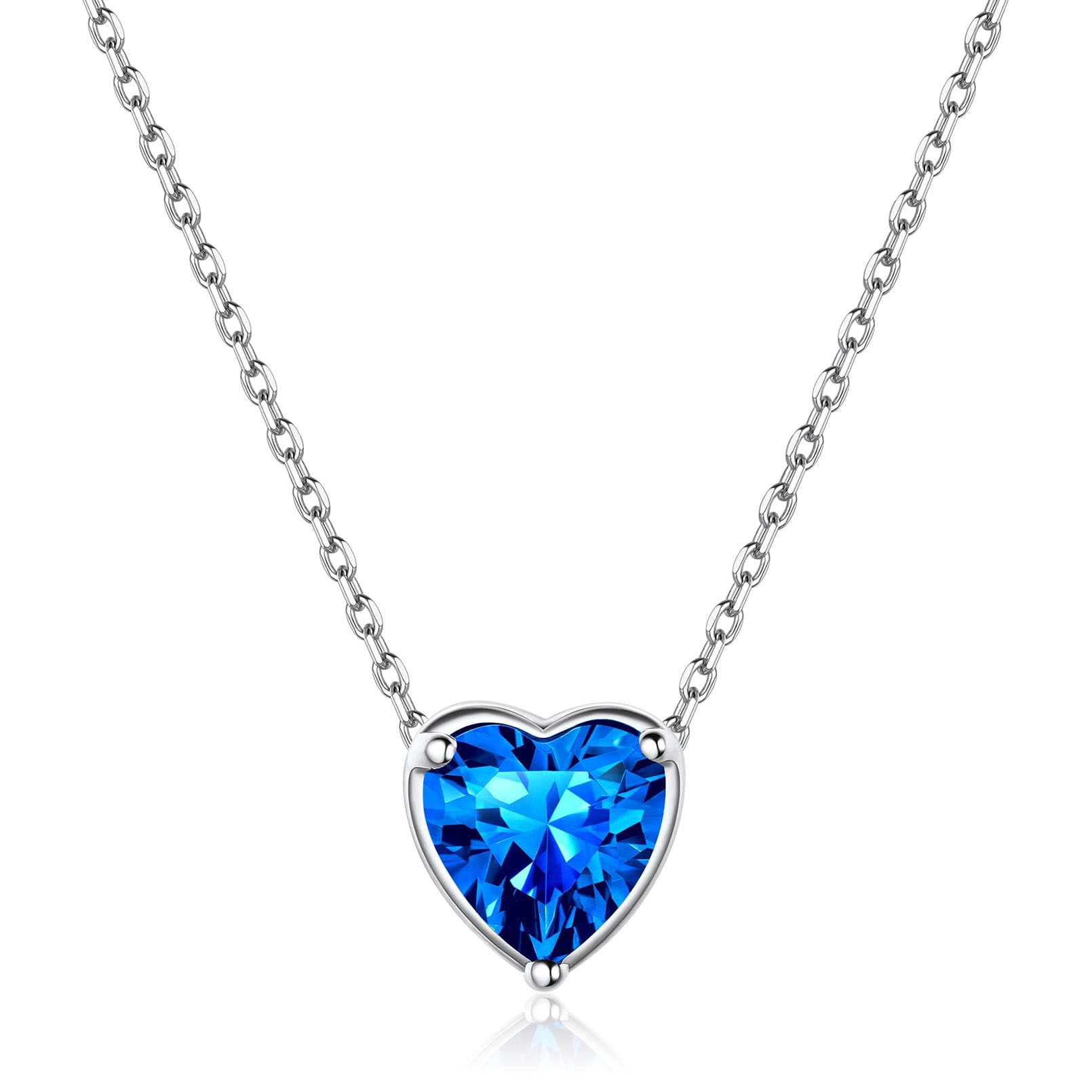 ChicSilver 925 Sterling Silver Heart Necklace Birthstone Necklaces ...