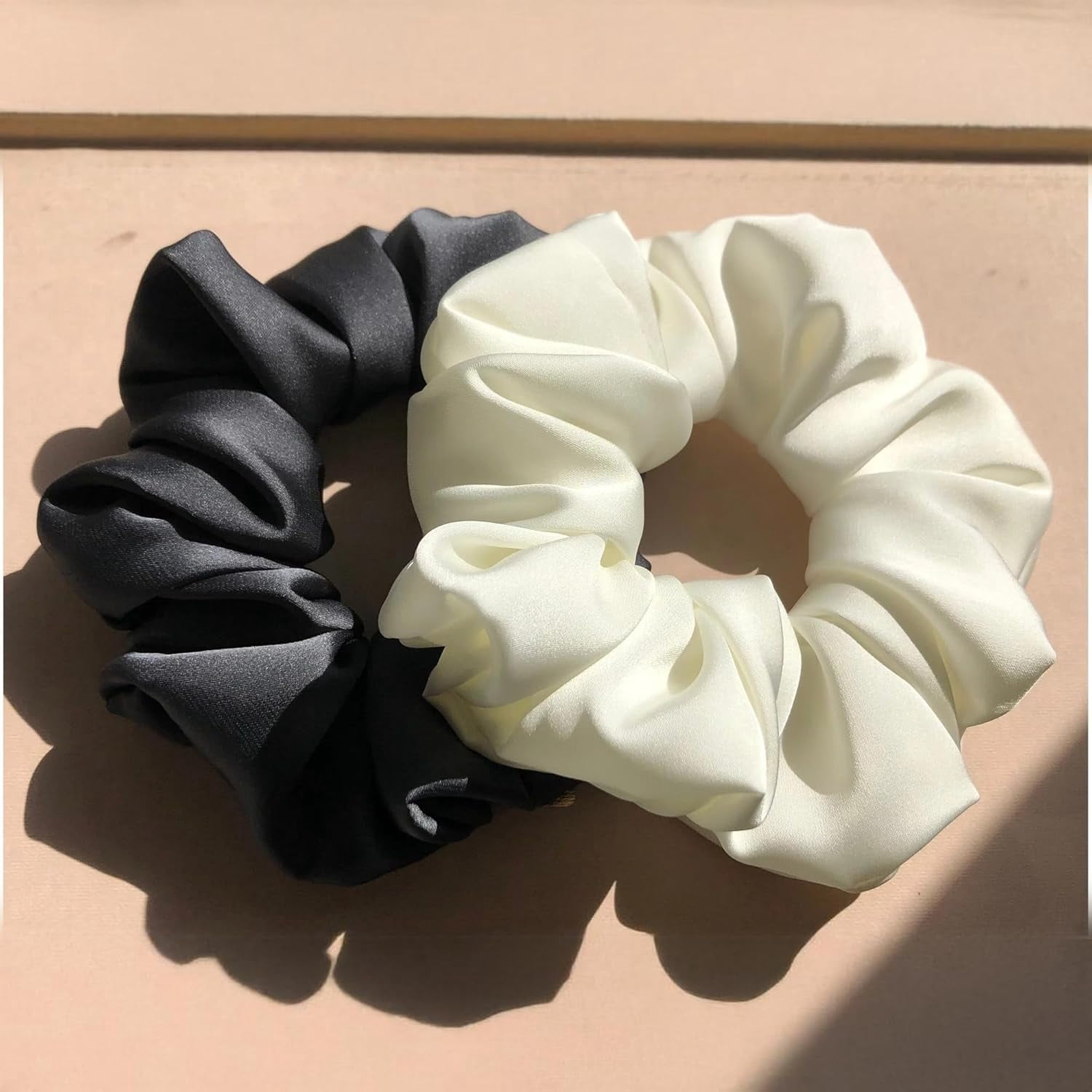 ChicTresses Black White Korean Scrunchies for Women Girls Set of 6 ...