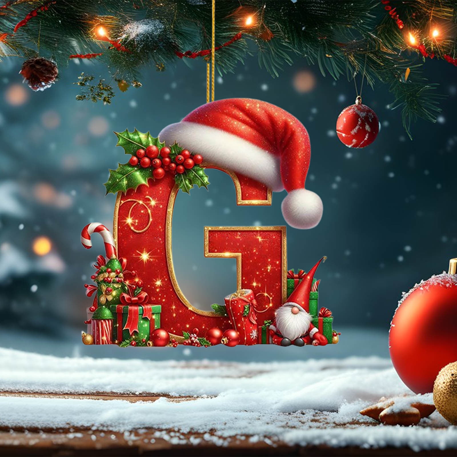 ChicYu 26 Letters Christmas Acrylic Hanging Ornaments Christmas Tree ...