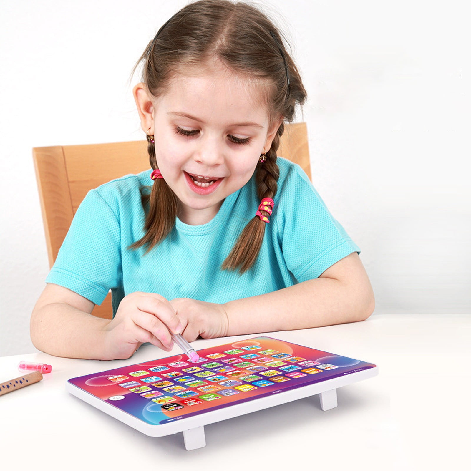 ChicYu Boys Learning Pad Tablet with LED Teach Alphabet Numbers Math ...