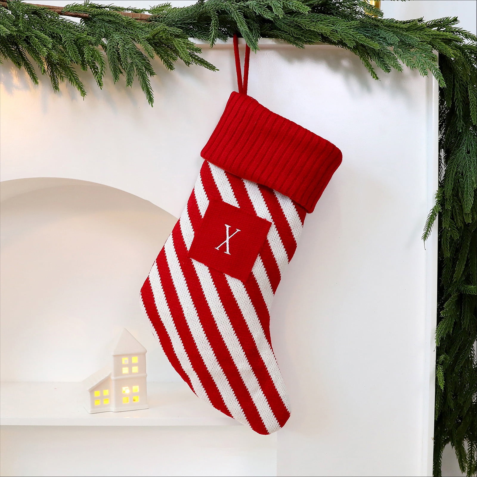 ChicYu Christmas Stockings - Red White Striped Letter Style Red White ...