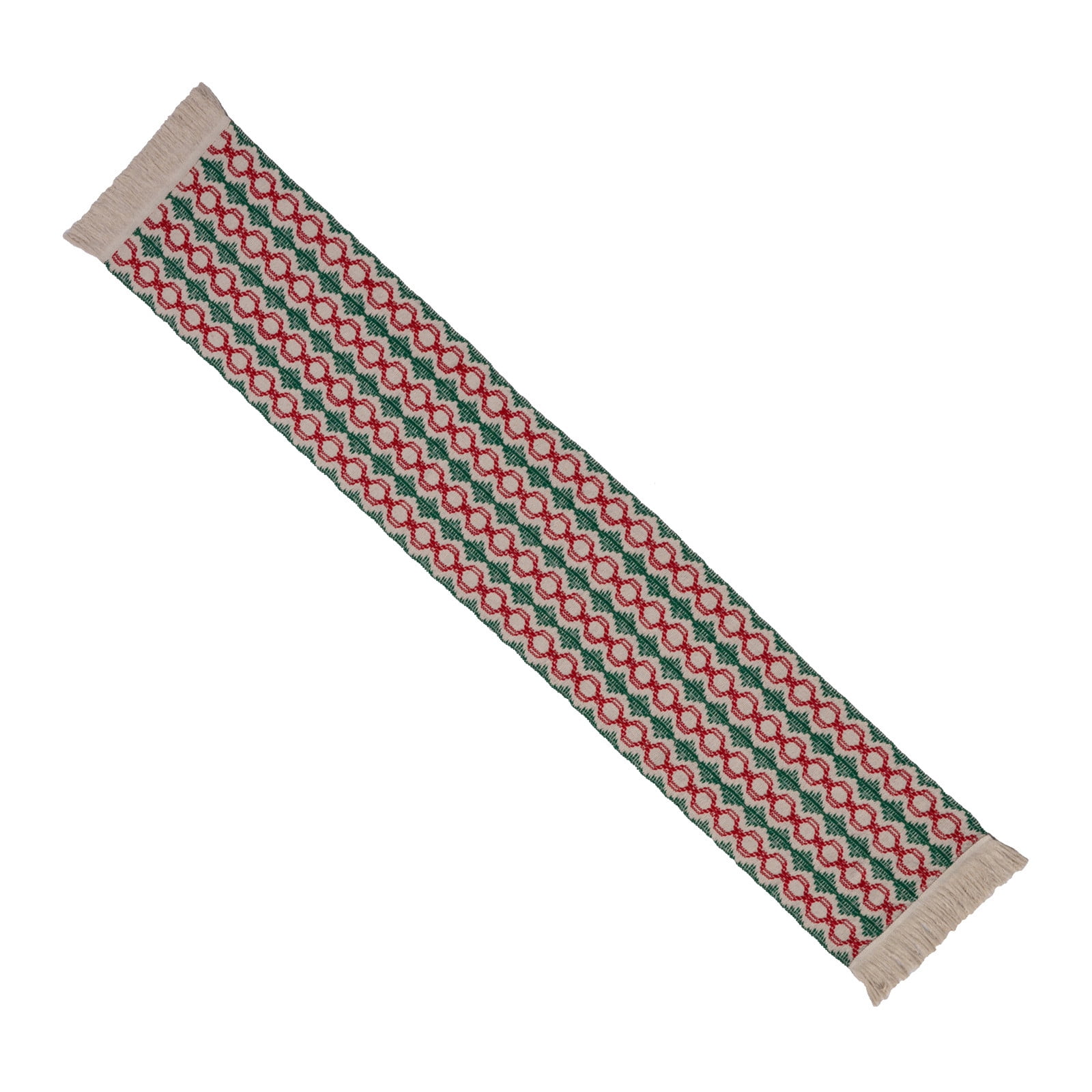 ChicYu Christmas Table Runner Cotton Woven Two-Tone Patchwork Tassel ...