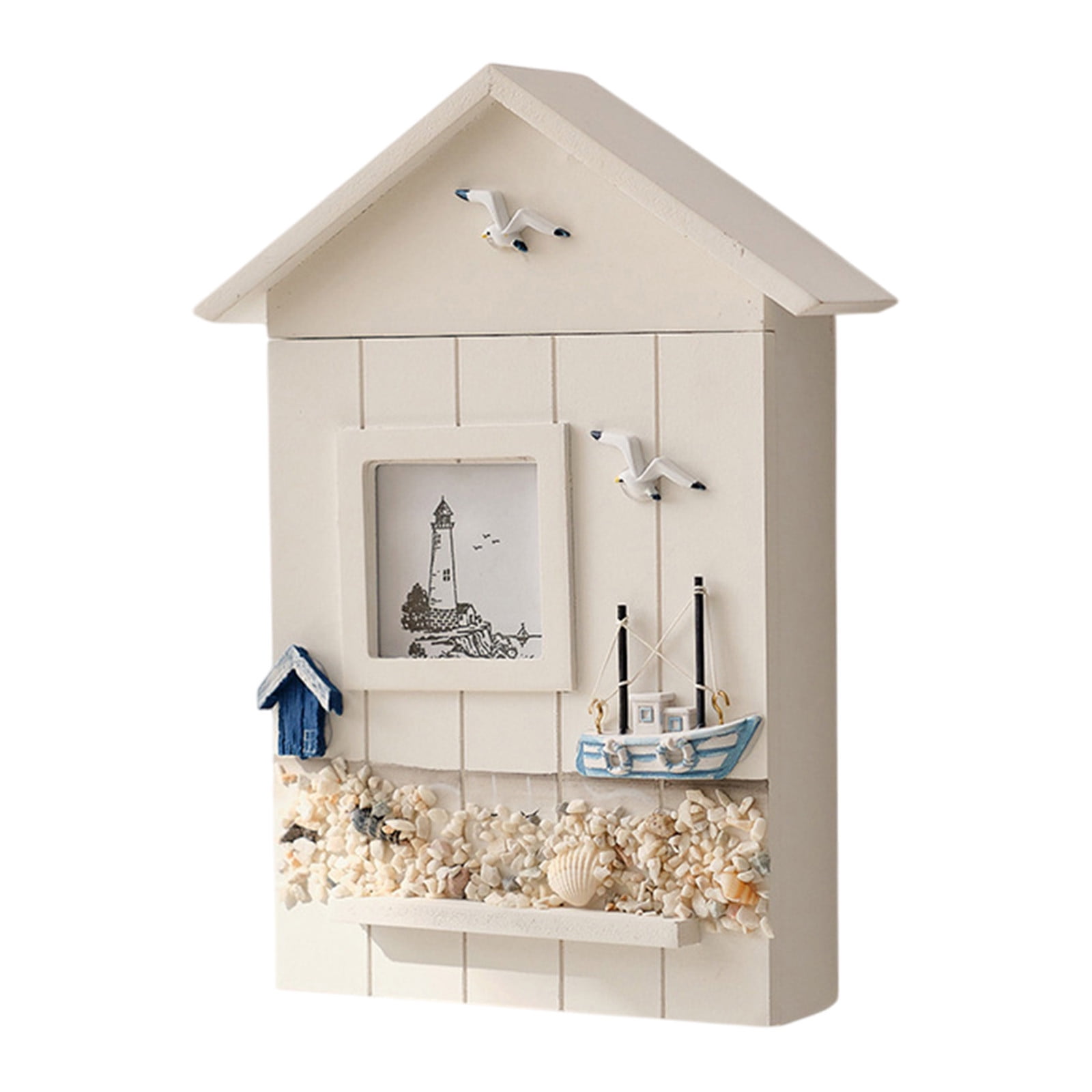 ChicYu Decorative Wall-Mounted Key Organizer Cabinet with Seabird Sea ...