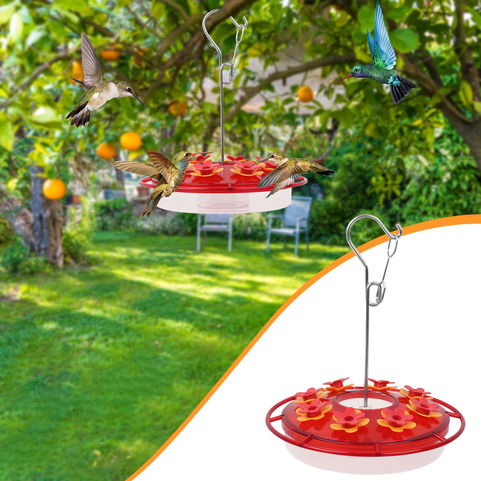 ChicYu Hummingbird Feeders for Outdoors, Big Ant Moat with Bee Guard ...