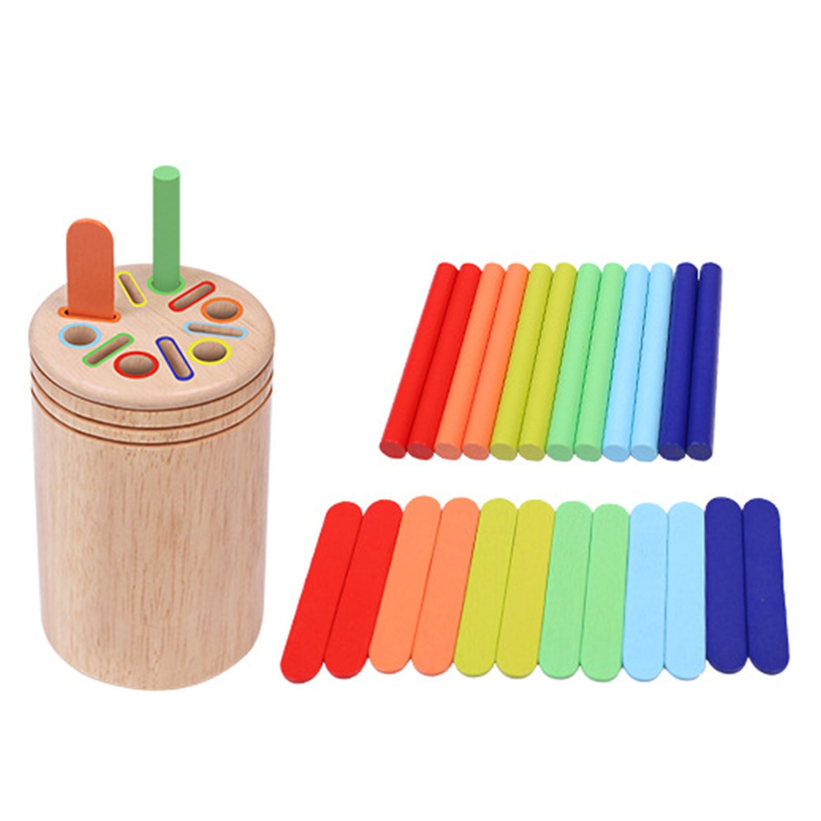 ChicYu Wooden Color Sorting Toy Set 36 Chunky Blocks with Textured ...