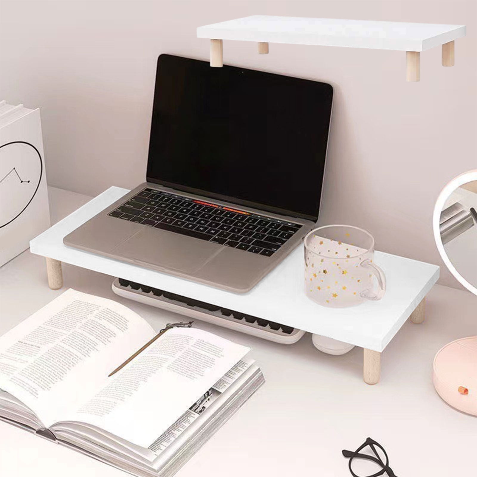 ChicYu Desktop Elevated Storage Rack Space-Saving Under Desk Organizer ...