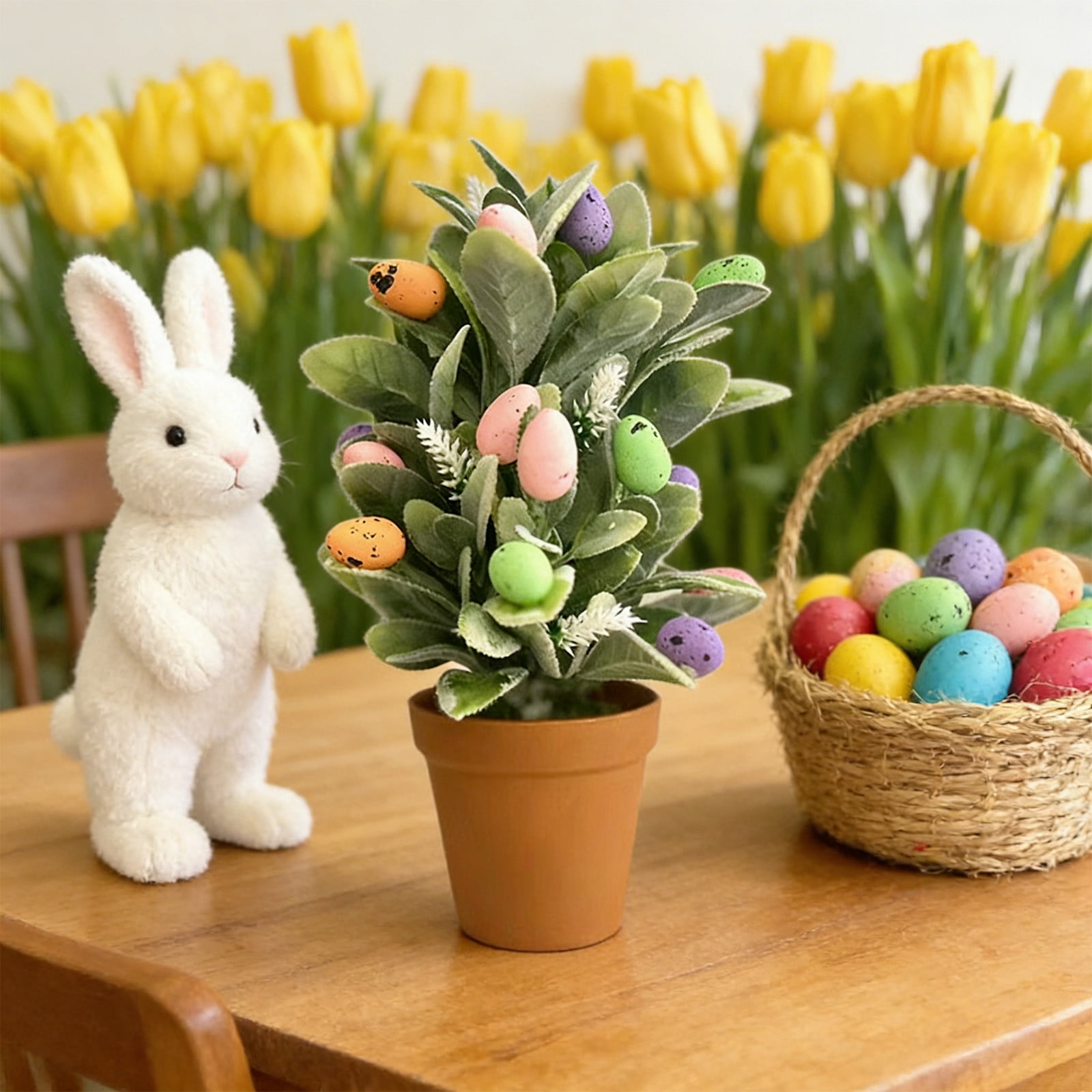 ChicYu Easter Egg Potted Decor Mini Faux Egg Planter Creative Desktop ...