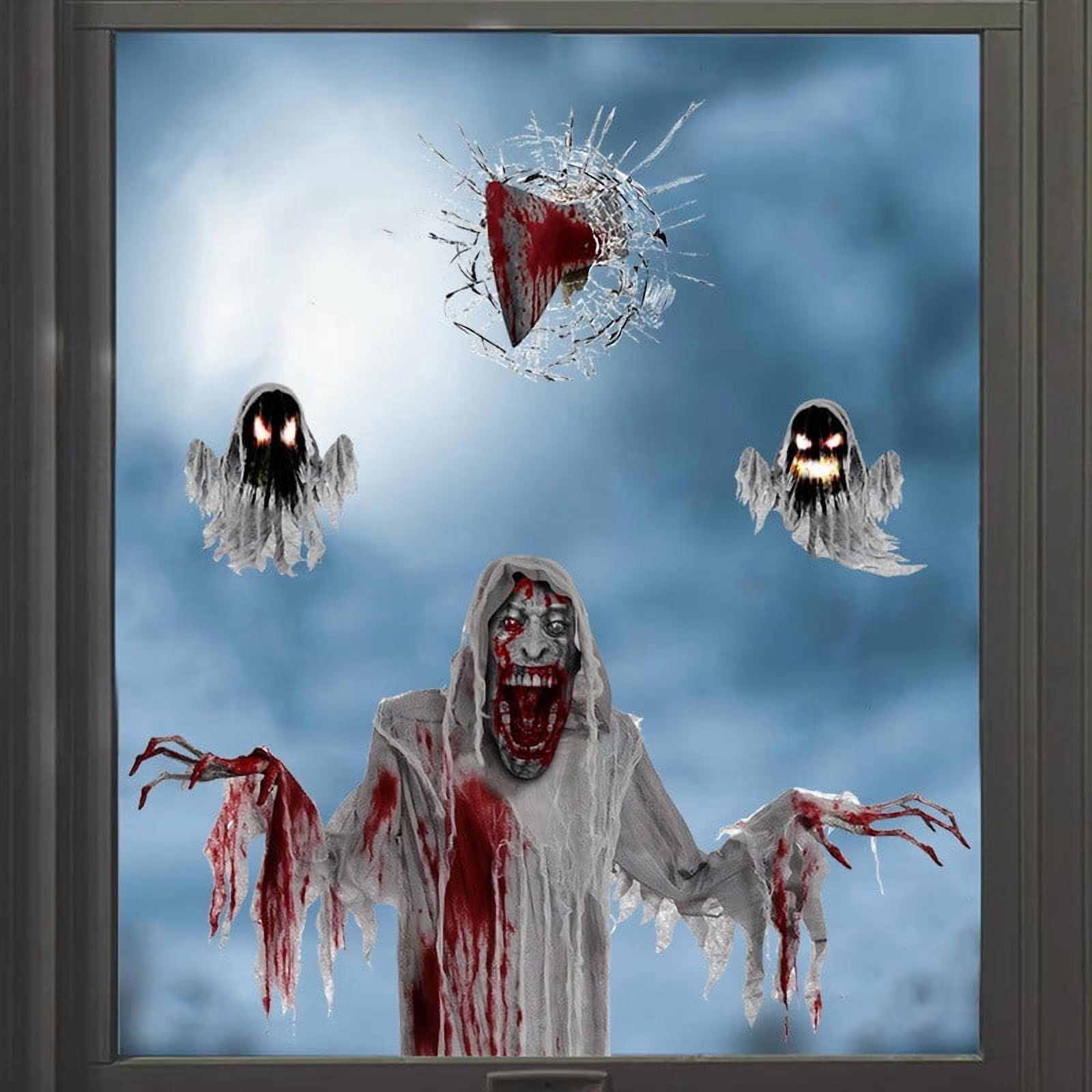 ChicYu Halloween Decorative Horror Ghost Creatives Pumpkin Glass Sticker Left Suitable for ...