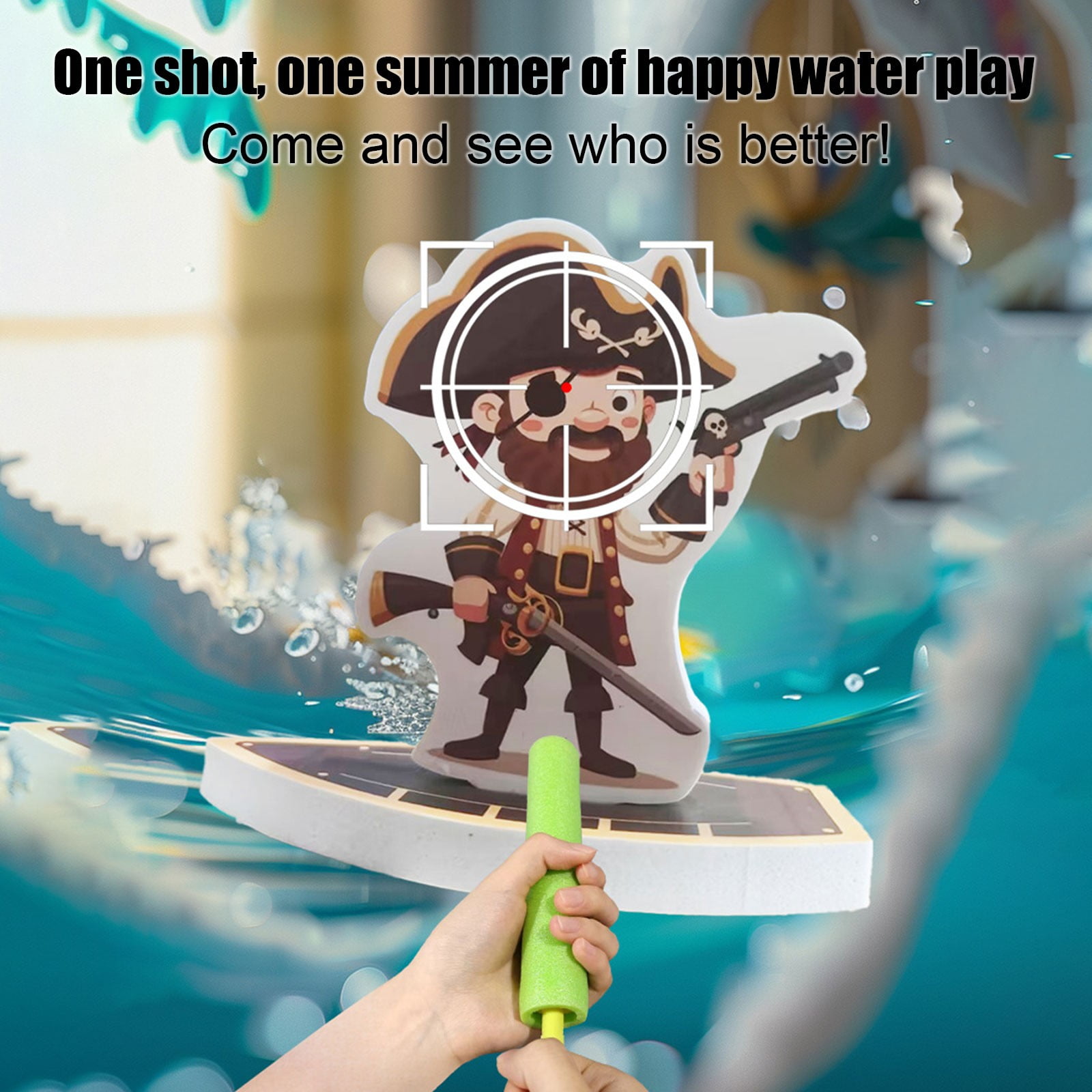 ChicYu Pirate Water Play Toy for Children Bath Wall Sticker Floating Design Bathroom Pool ...