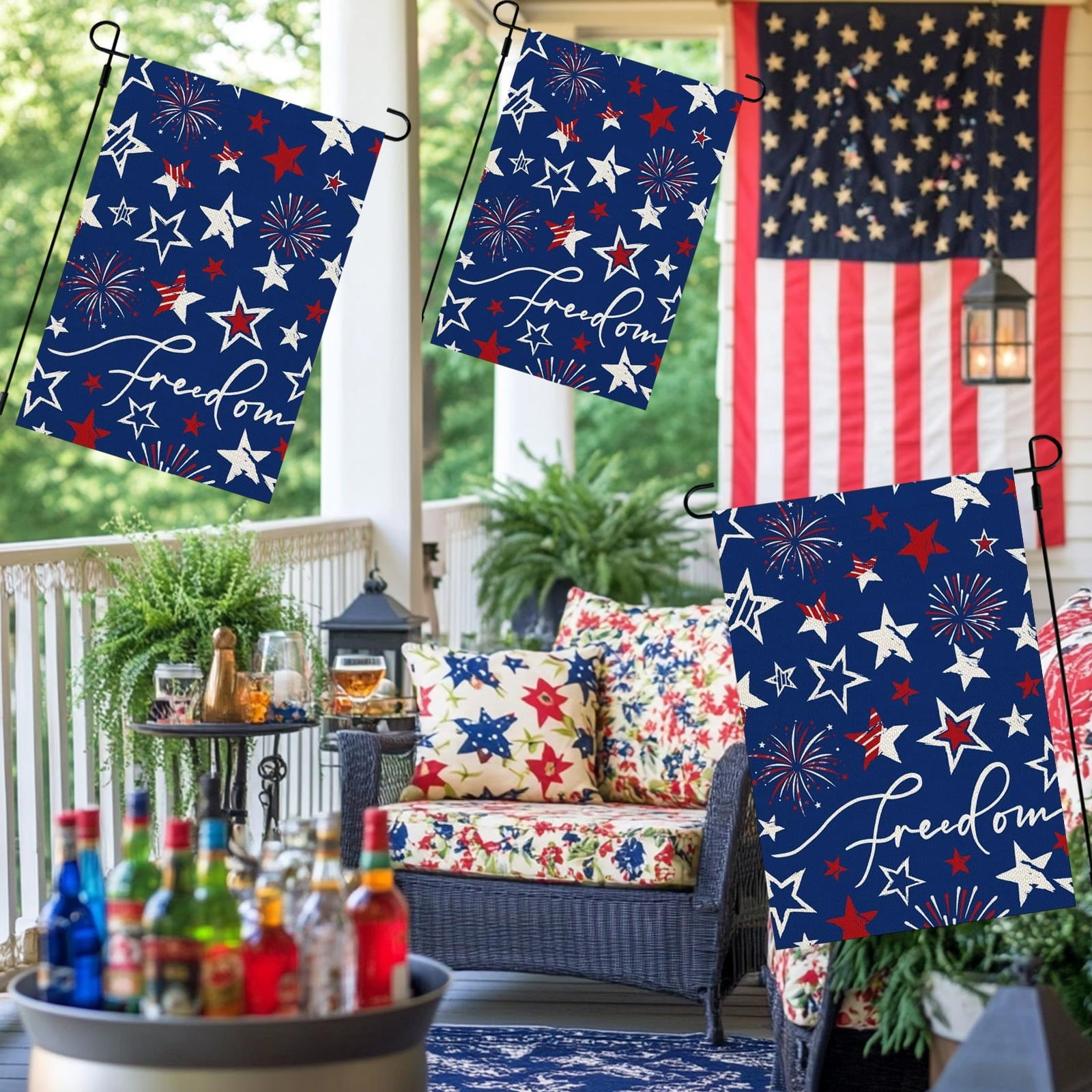 ChicYu Reversible July 4th Garden Flag Decor,All-Weather Patriotic Home ...