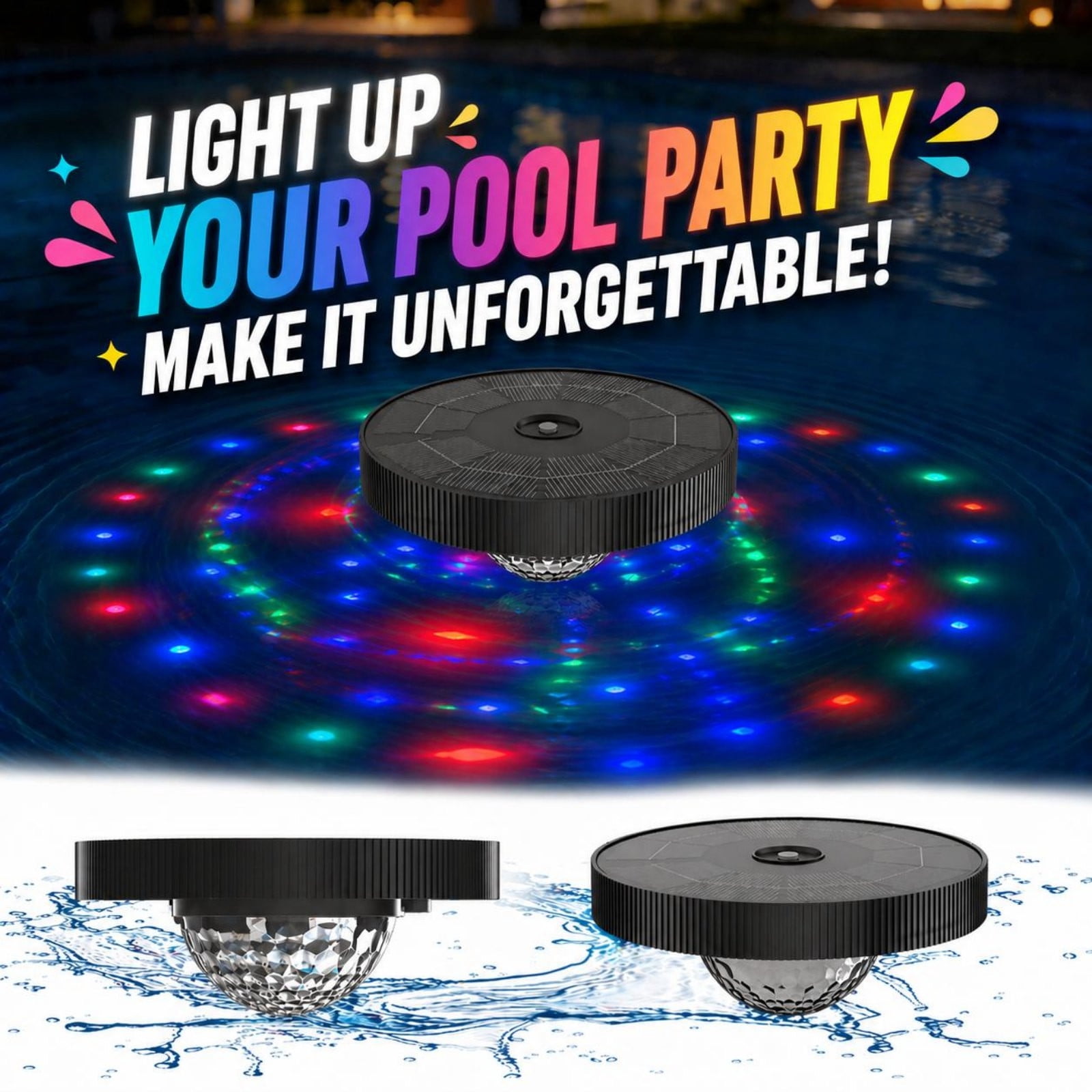 ChicYu Solar Floating Pool Light LED Waterproof Garden Pond Water ...