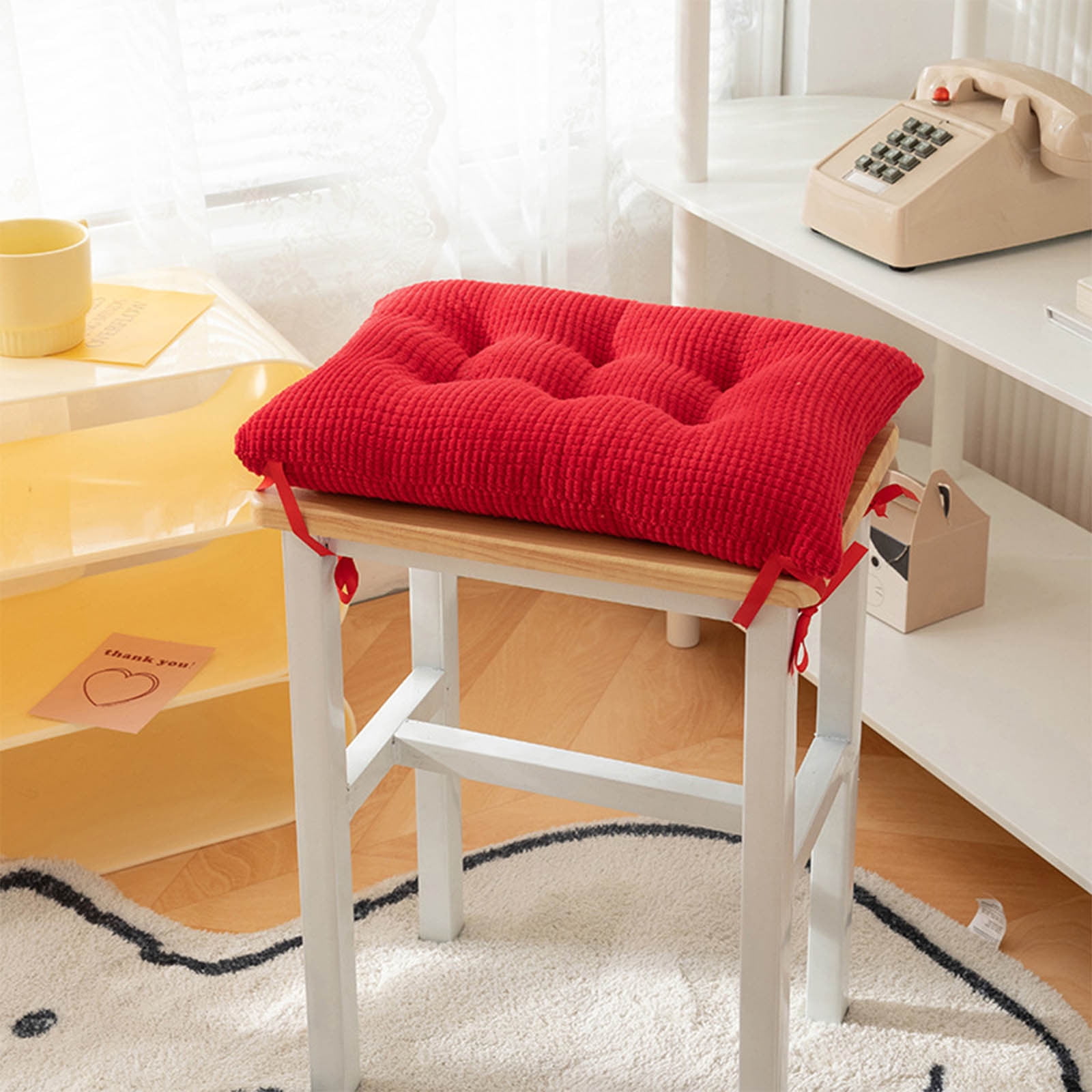 ChicYu Solid Color Thickened Plush Seat Cushion Corn Kernel Fleece ...