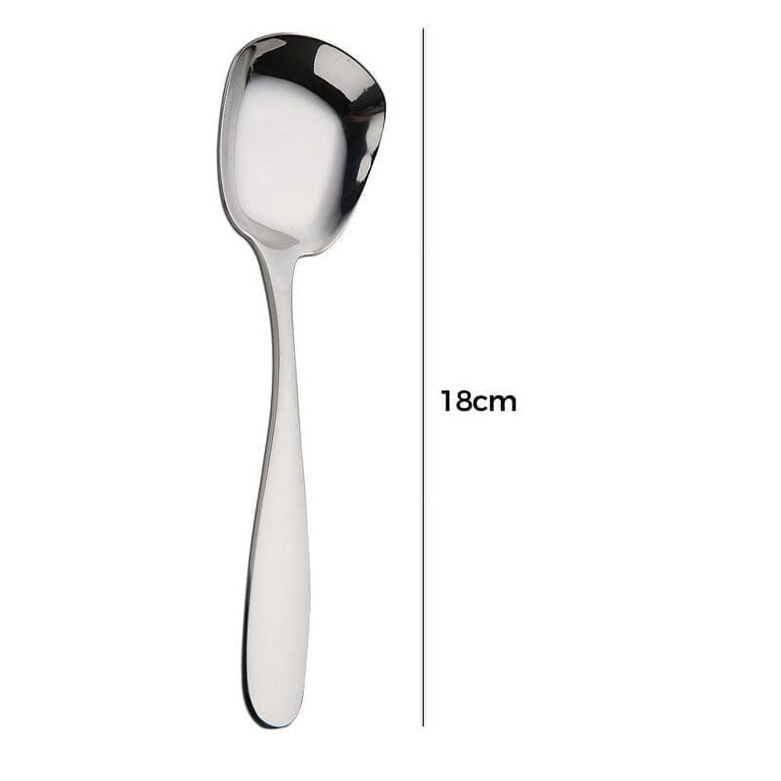 ChicYu Two Piece Stainless Steel Spoon Set Flat Bottom Designs Dessert ...