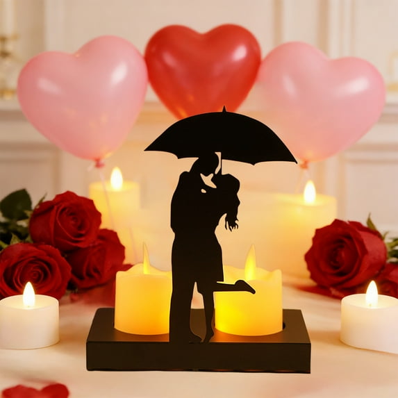 ChicYu Valentine's Day Metal Candlestick Ornament Decorative Candle ...