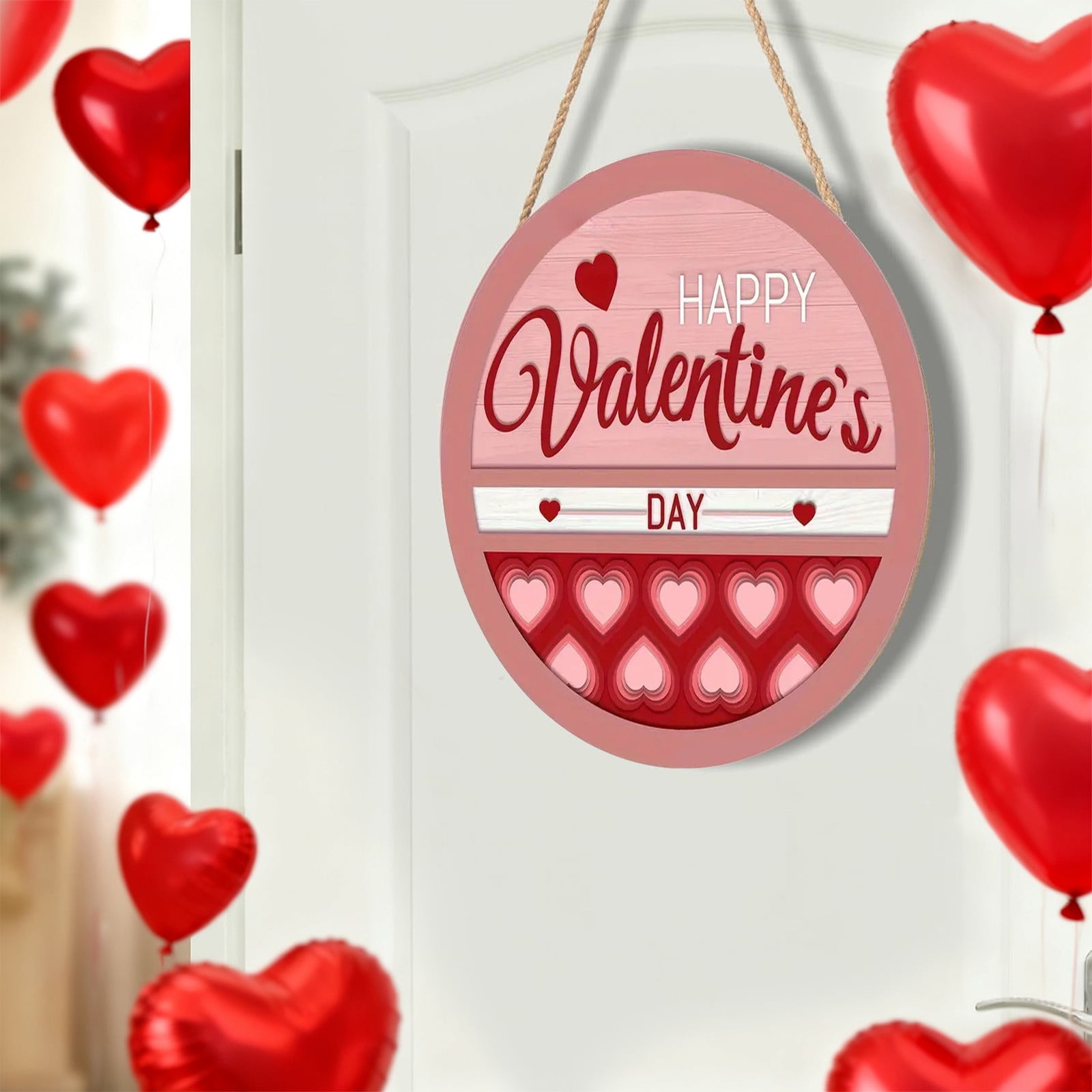 ChicYu Valentine's Day Wooden Round Door Plate, Handmade Wood Craft ...