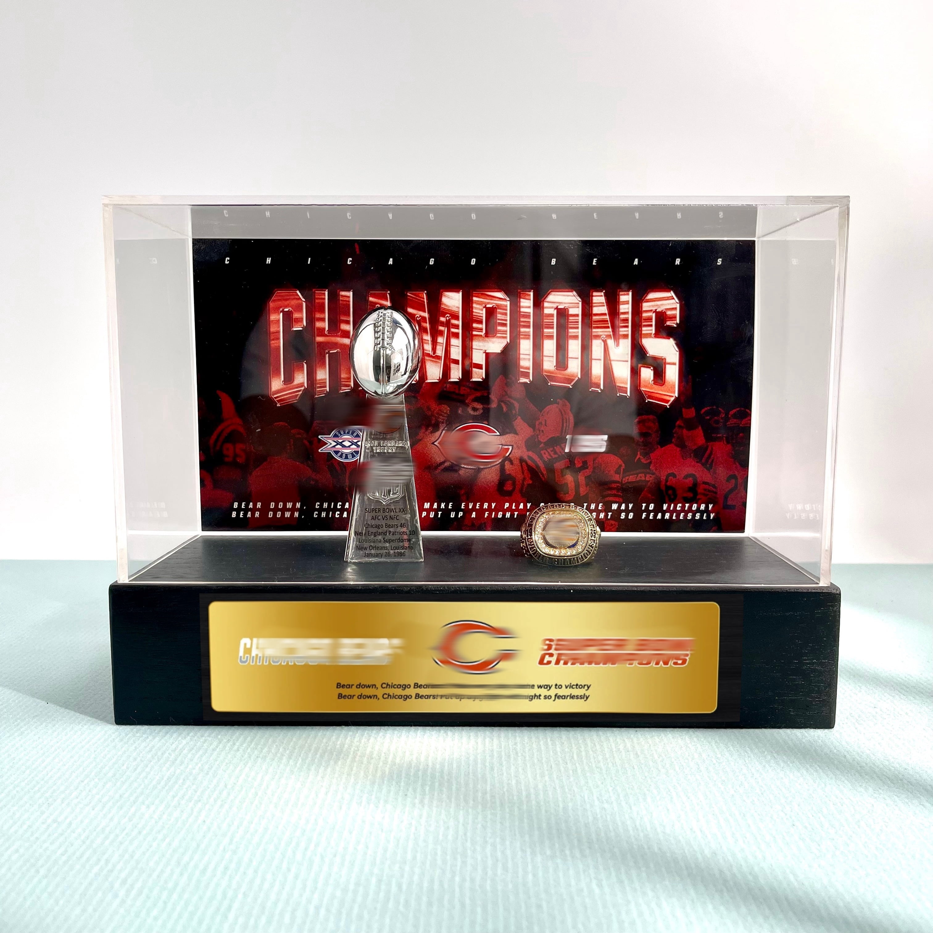 Chica Bears Sup Bol 2013 Champions Trophy & Ring Display Set (1 Trophy ...