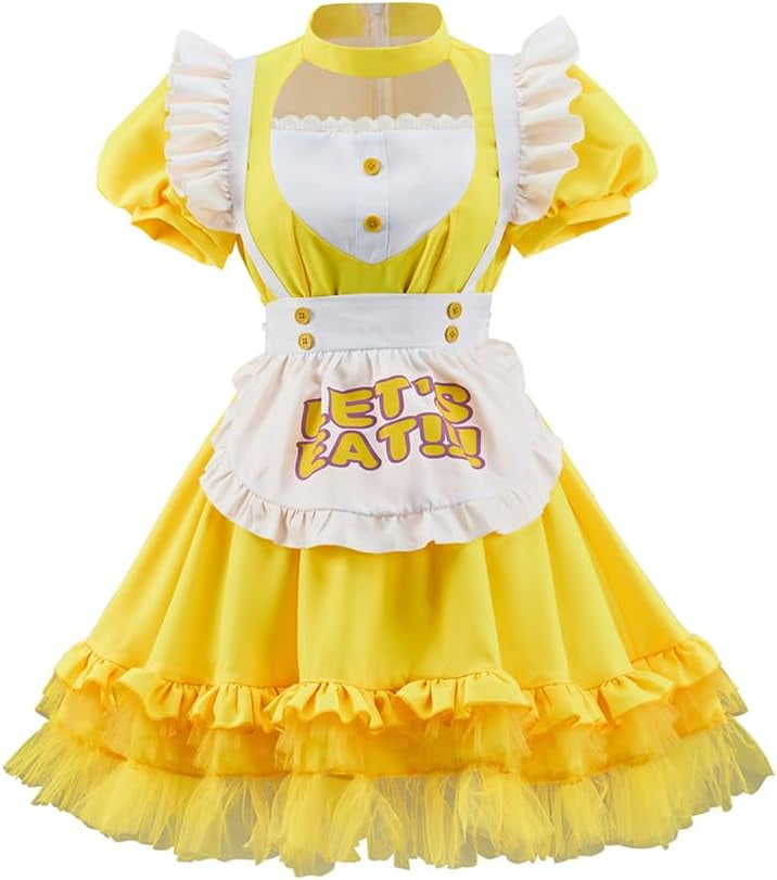 Chica Dress Women Yellow Maid Dress Lolita Apron Sweet Cute Fancy Dress ...