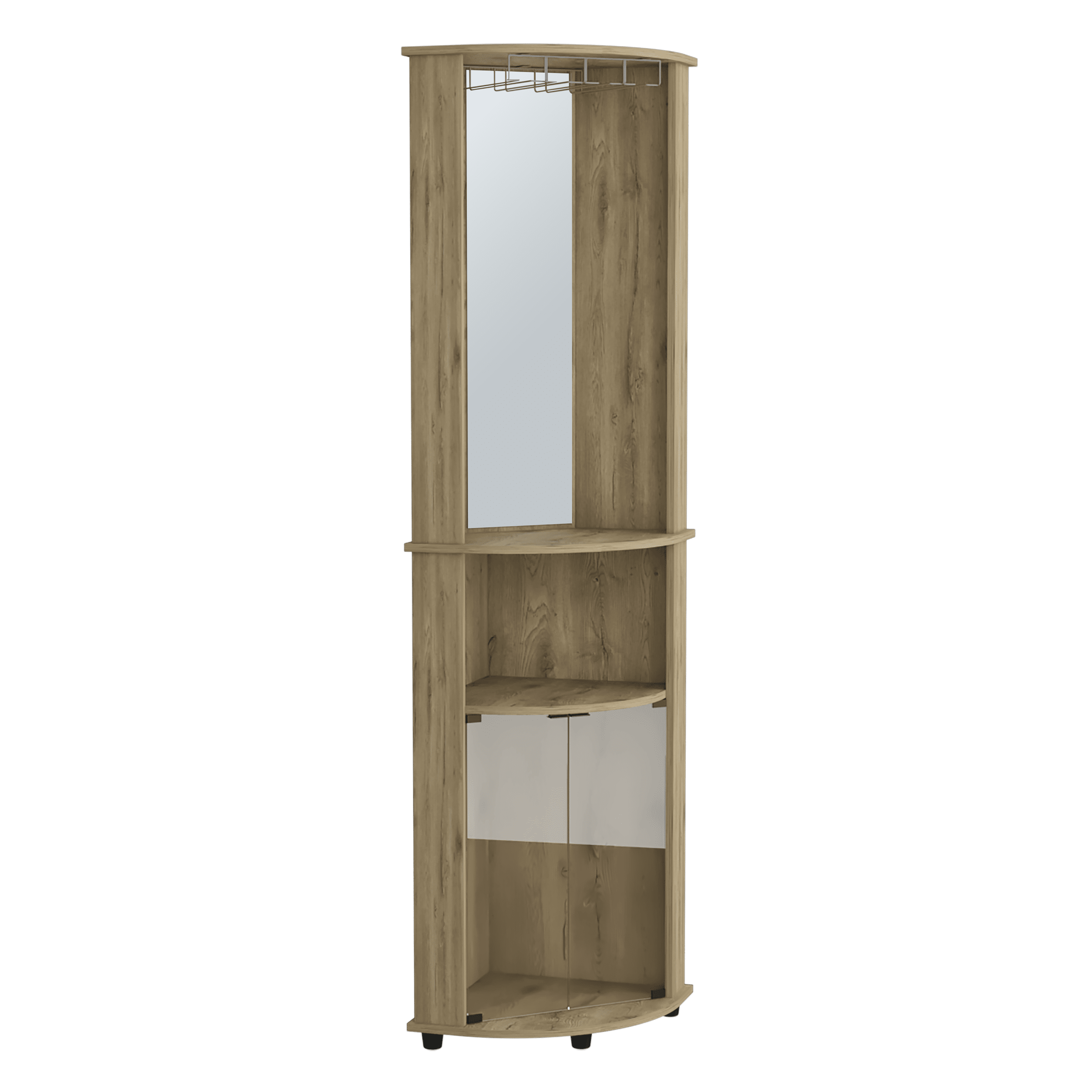 Chicago 75" H Mirrored Corner Bar Cabinet,With Glass Doors,Two Shelves ...