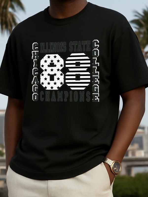 Chicago 88 Champions men Exercise 180G 100% Cotton black Running gym ...