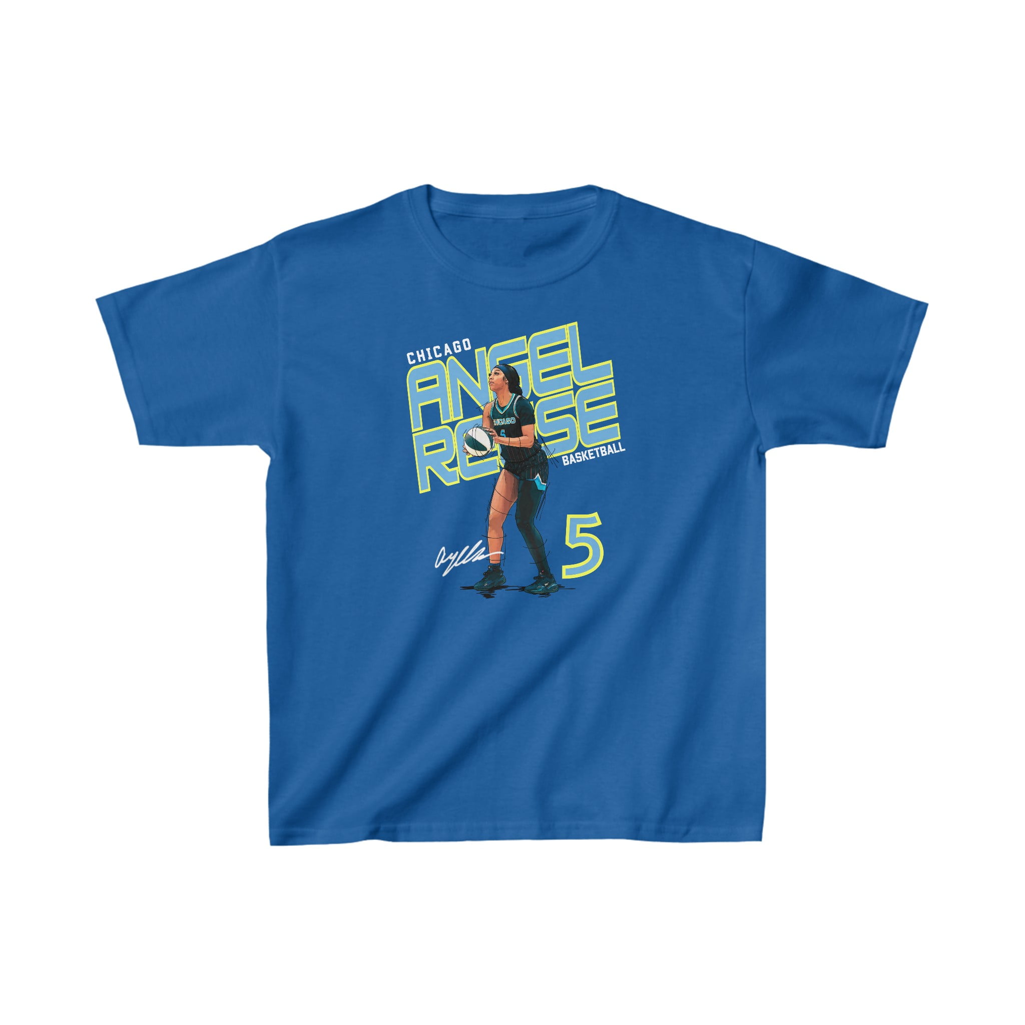 Chicago Angel Reese #5 Cartoon Women Basketball Kids Cotton Tee ...