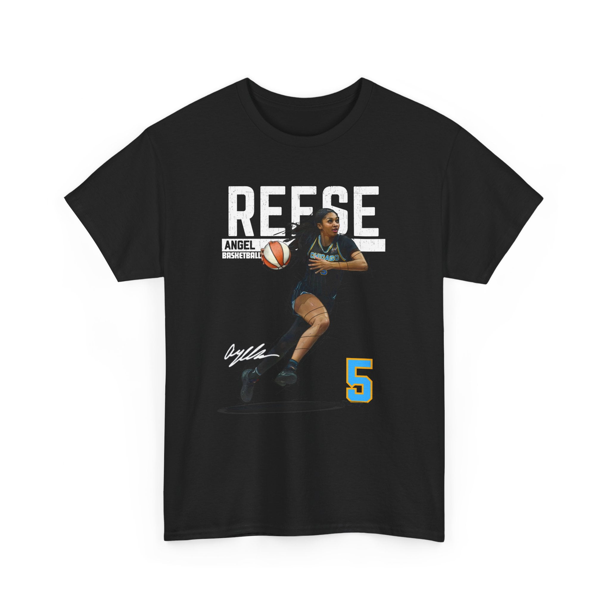 Chicago Angel Reese 5 Cartoon basketball fan gifts Unisex Cotton Tee ...