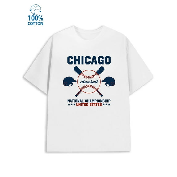 Chicago Baseball Tee men's Chicago 180G 100% Cotton white interesting ...