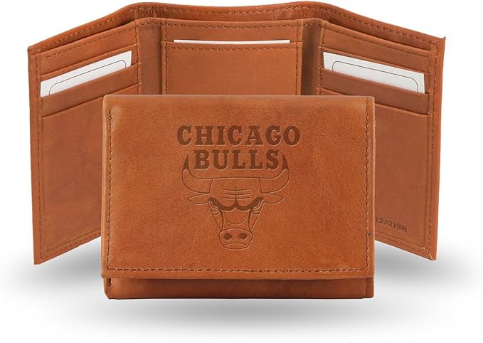 Chicago Basketball Bulls Brown Leather Embossed Trifold Wallet ...