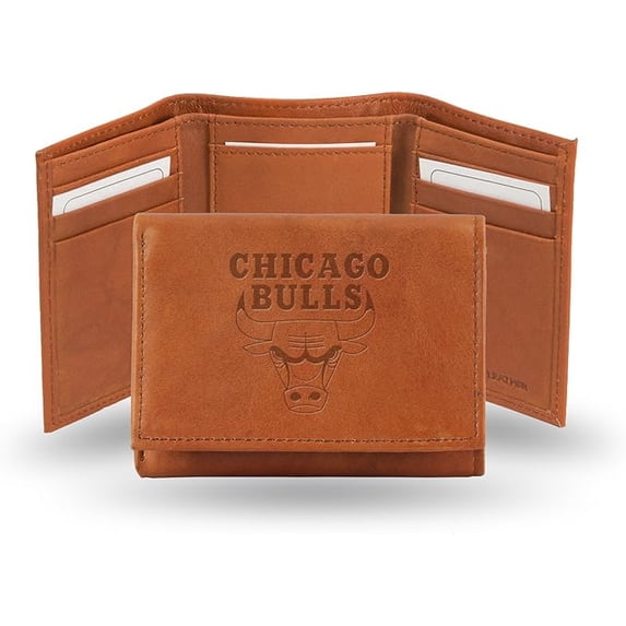 Chicago Basketball Bulls Brown Leather Embossed Trifold Wallet ...