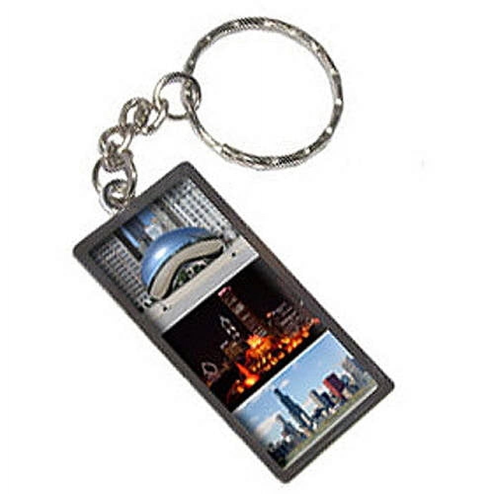 Chicago Bean Buckingham Fountain City Skyline Keychain Key Chain Ring ...