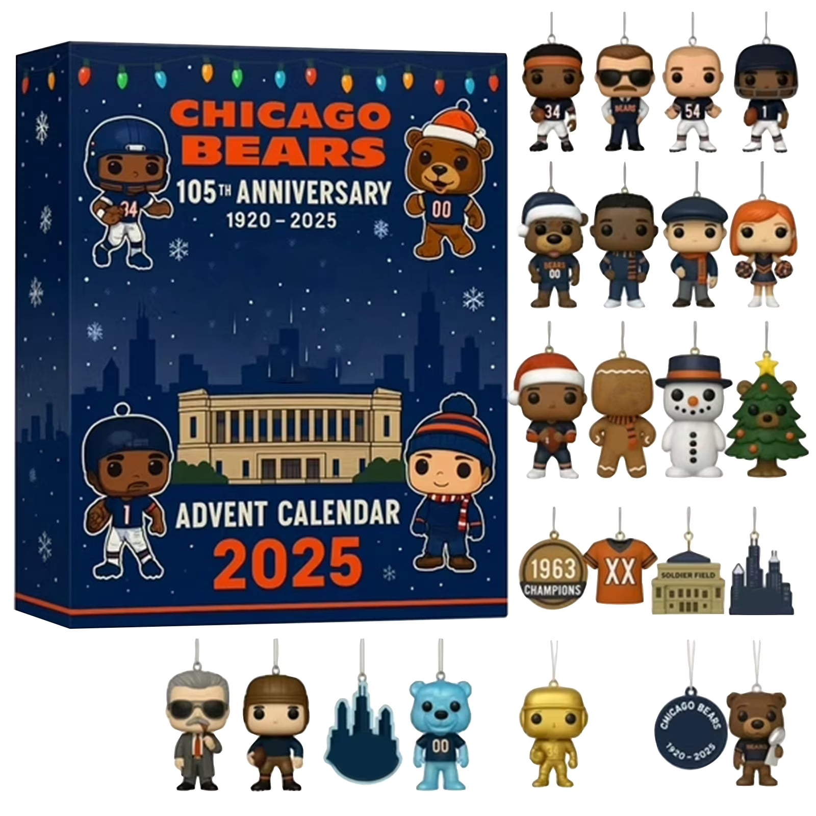 Chicago Bears 105th Anniversary 2025 Advent Calendar, 24 Collectible ...