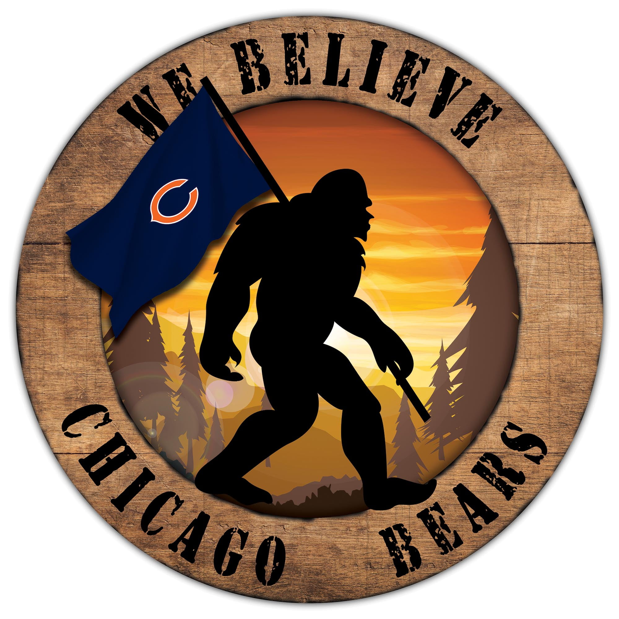 Chicago Bears 12'' We Believe Bigfoot Circle Sign - Walmart.com
