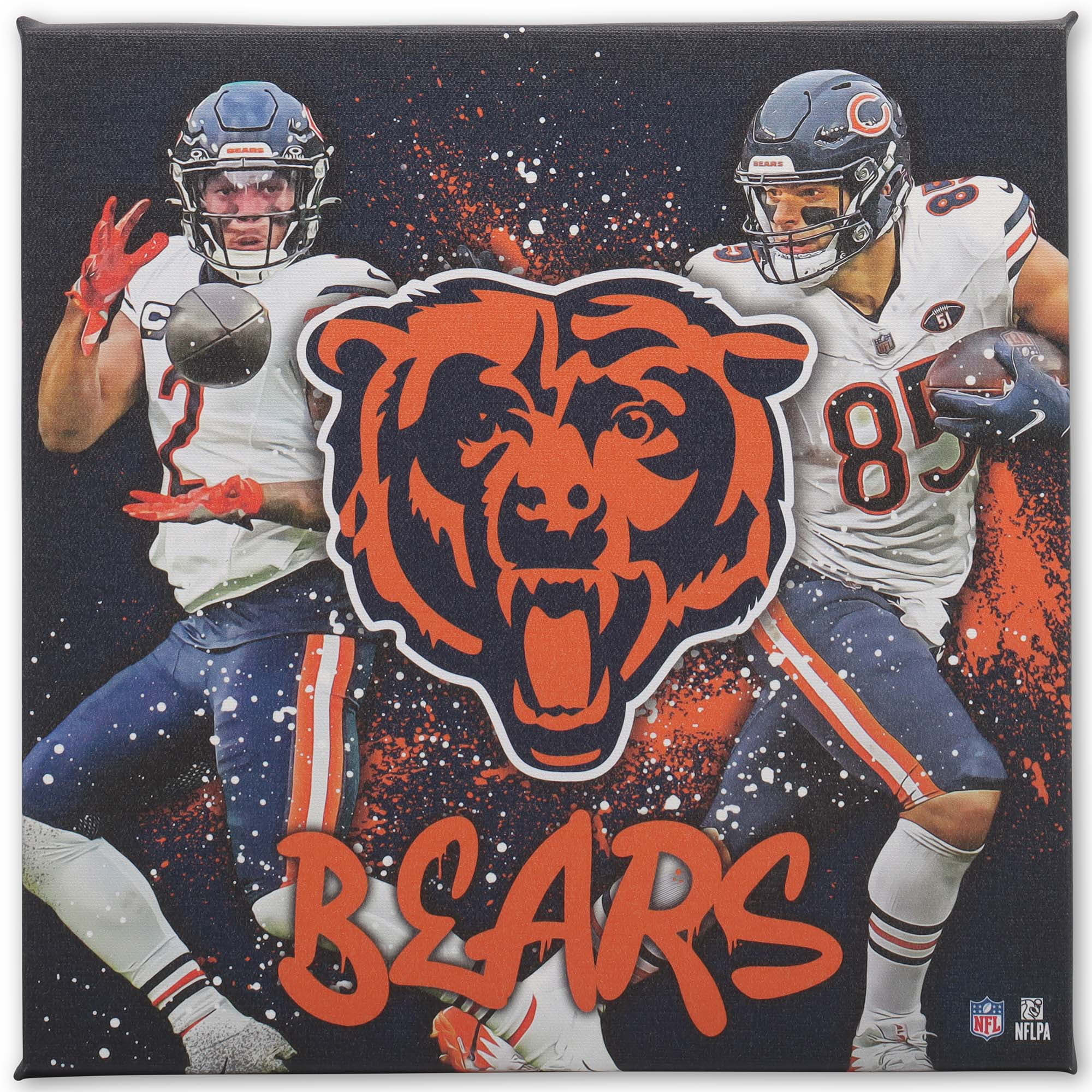 Chicago Bears 12" x 12" Team Logo and Players Splash Canvas Art ...