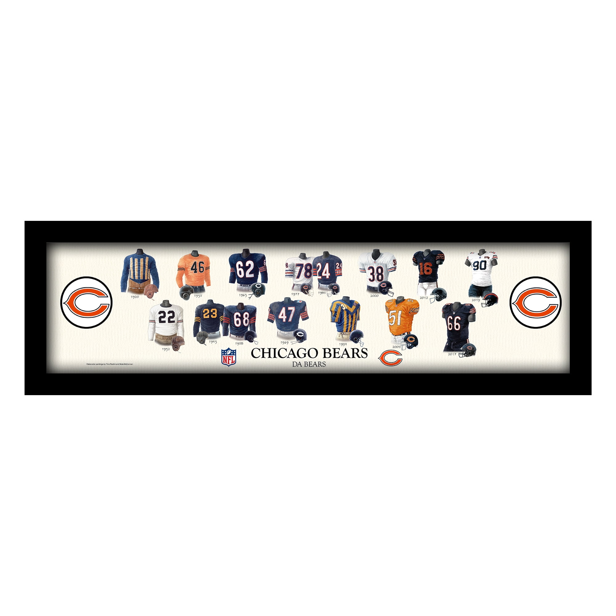 Chicago Bears 12" x 36" Team Uniform Heritage Framed Wall Art - Walmart.com