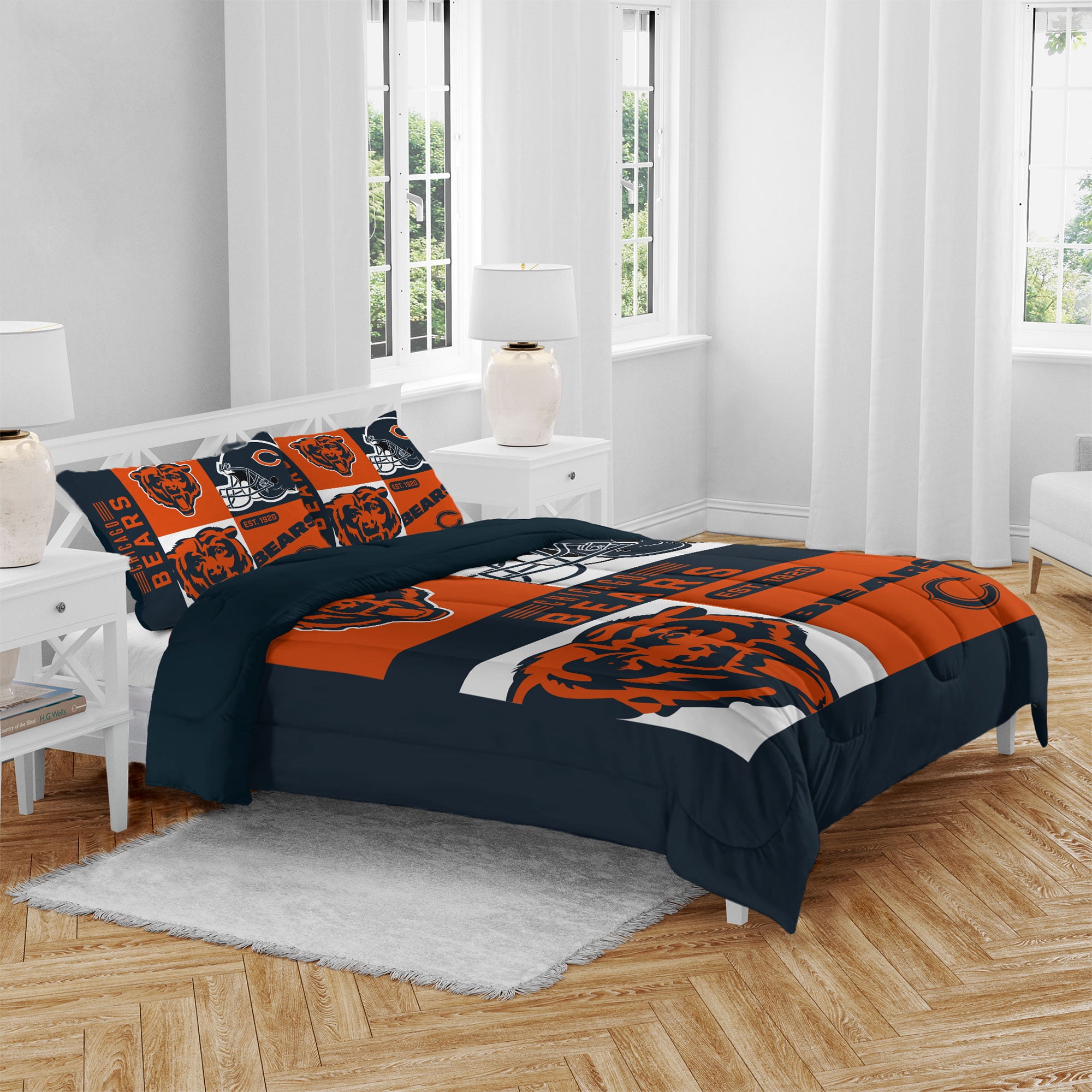 Pegasus Home Fashions Chicago Bears Logo Queen/Full Size Comforter Bed ...