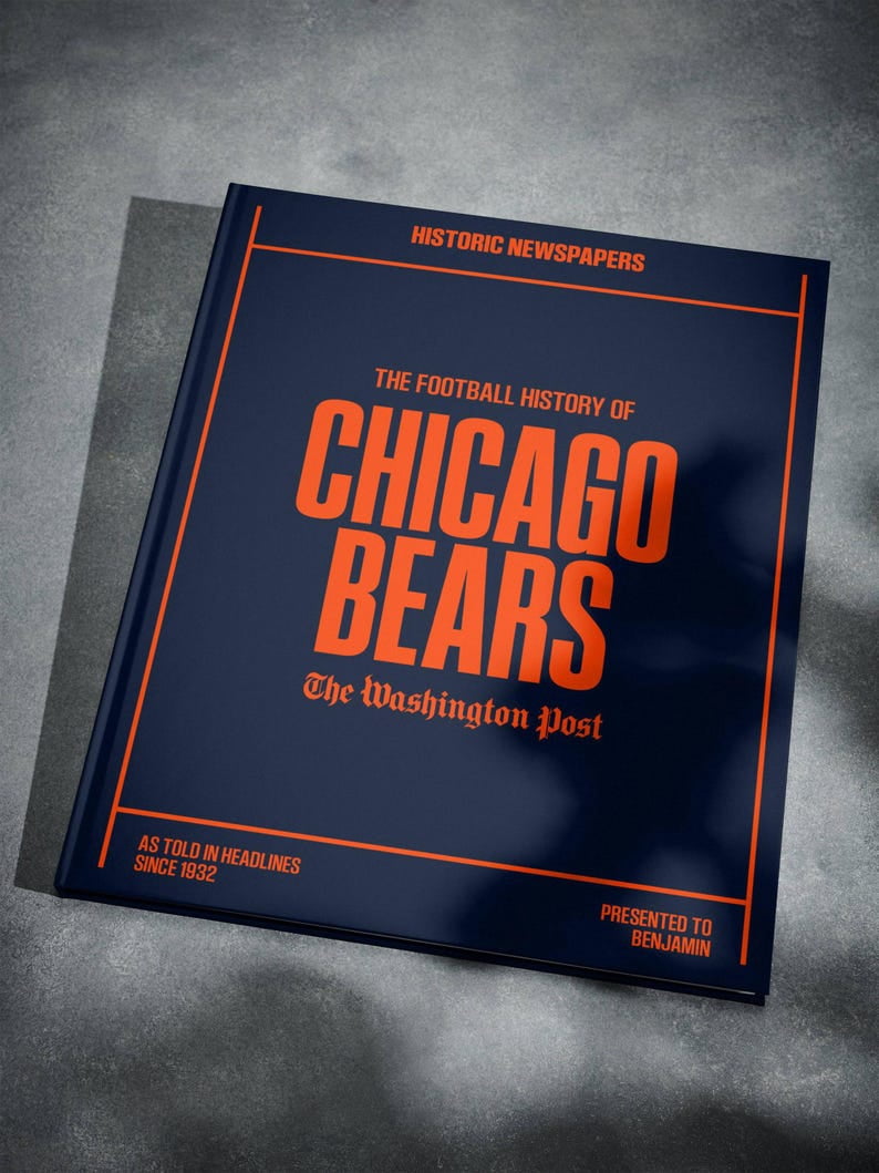 Chicago Bears Football History in Newspaper Headlines Book Featuring ...