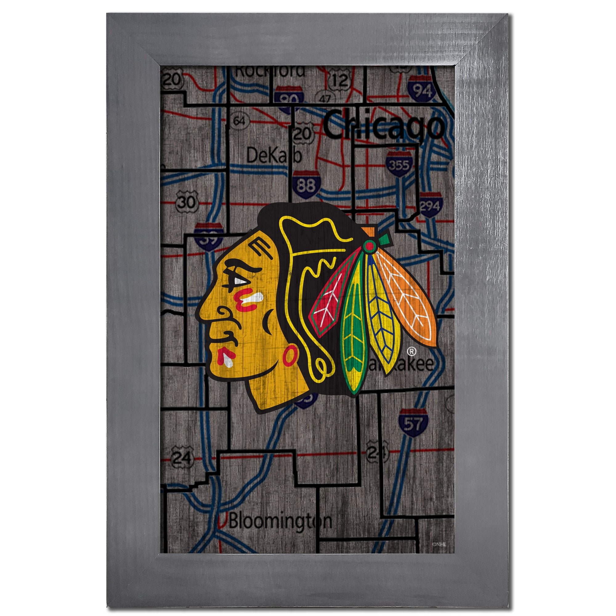 Chicago Blackhawks 11'' x 19'' Framed Team City Map Sign - Walmart.com