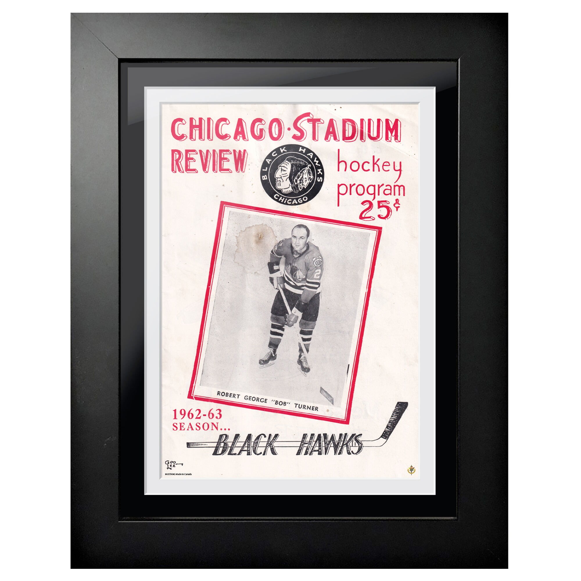 Chicago Blackhawks 1962-63 18'' x 14'' Framed Program Cover Art Print ...