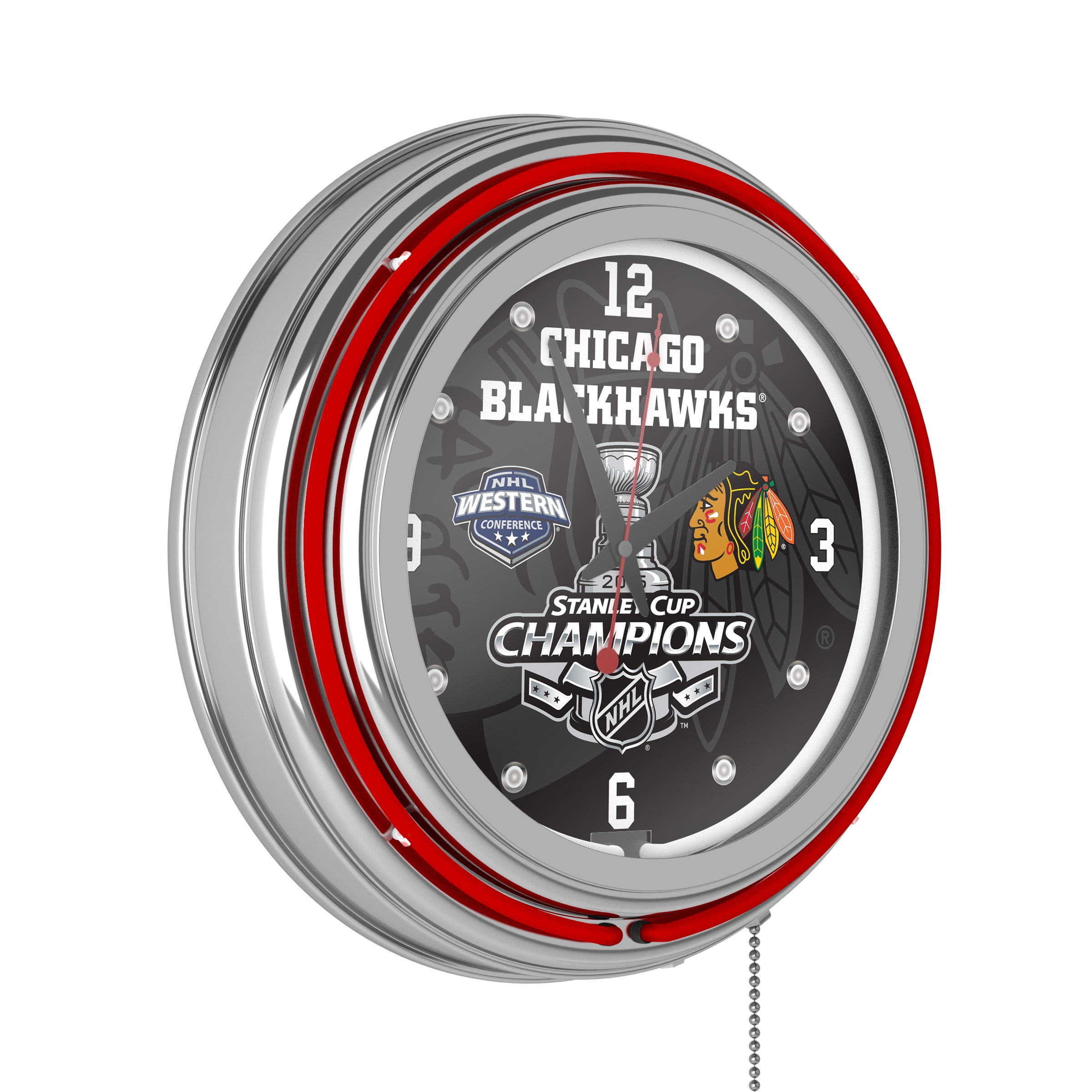 Chicago Blackhawks 2015 Stanley Cup Champs Retro Neon Analog Wall Clock ...