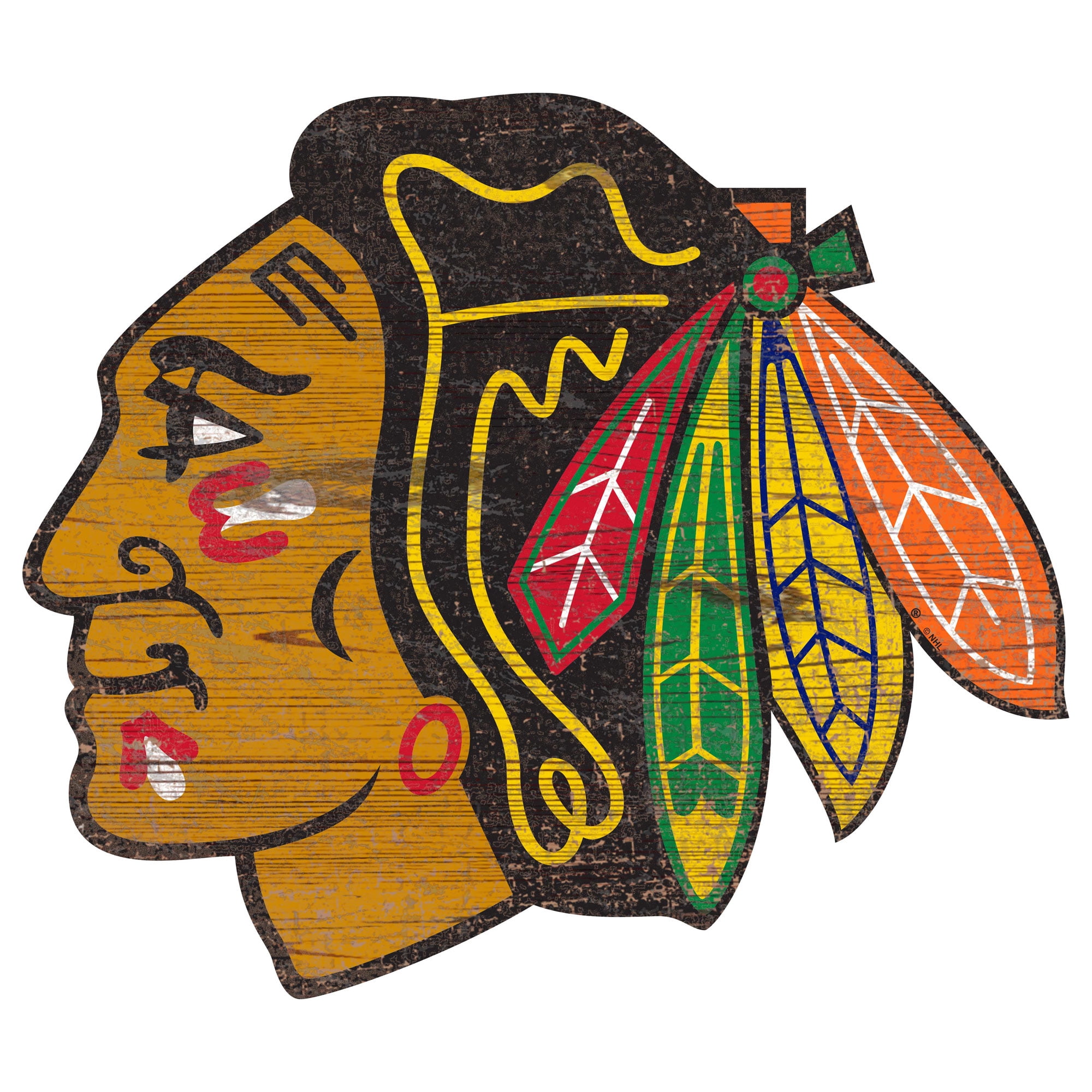 Chicago Blackhawks 24'' x 24'' Distressed Logo Cutout Sign - Walmart.com