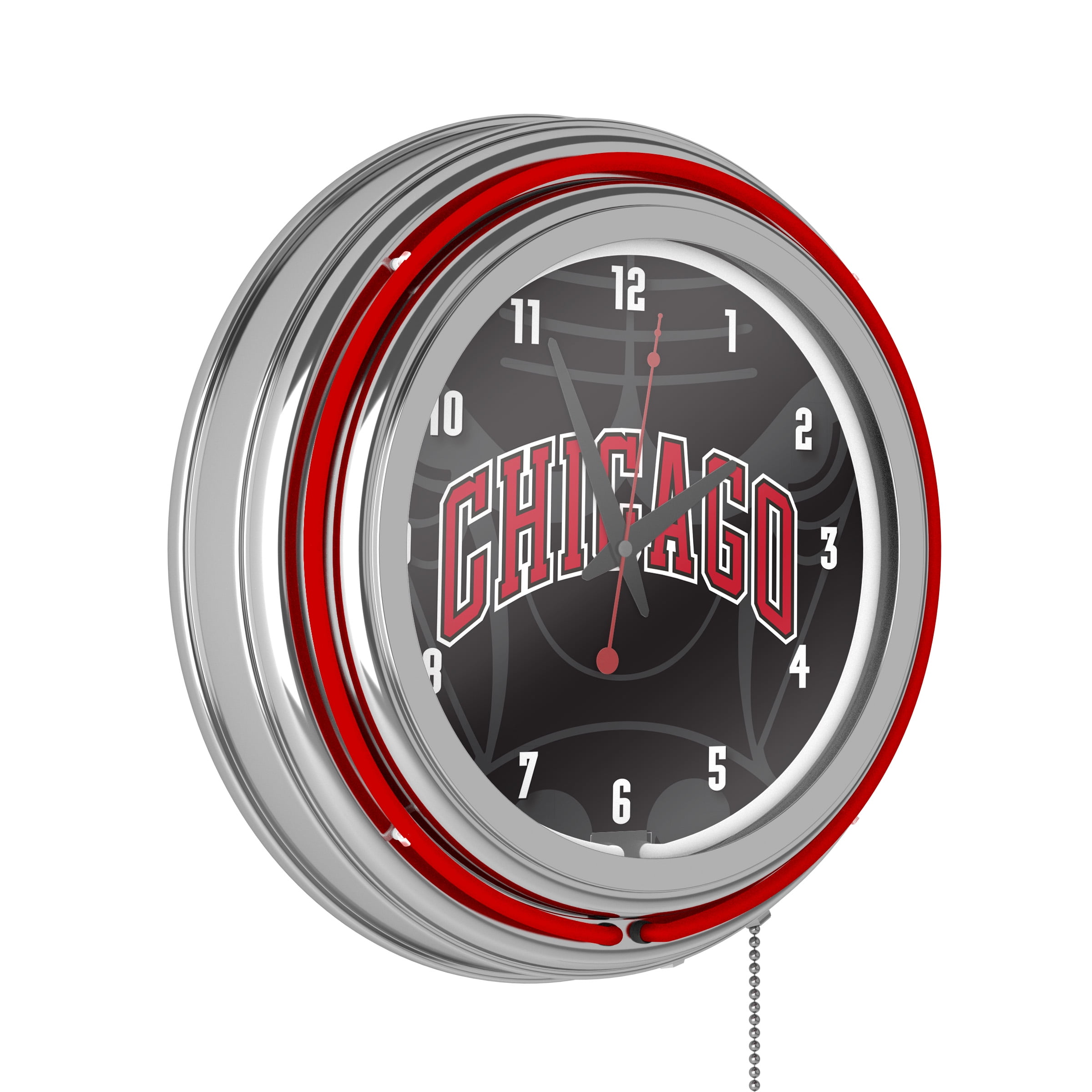 Chicago Bulls Fade Retro Neon Analog Wall Clock with Pull Chain ...
