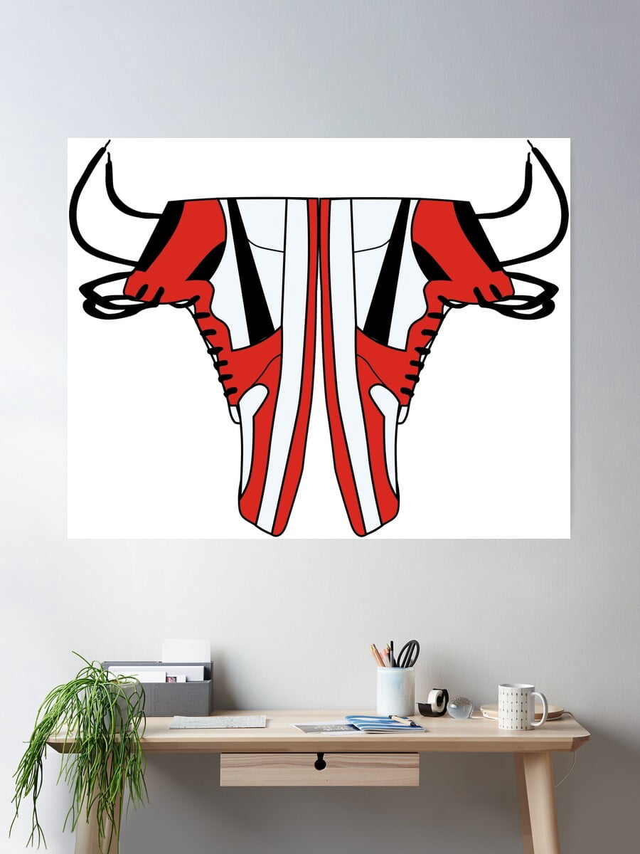 Chicago Bulls Shoes Poster Wall Art, Modern Wall Decor For Living Room ...