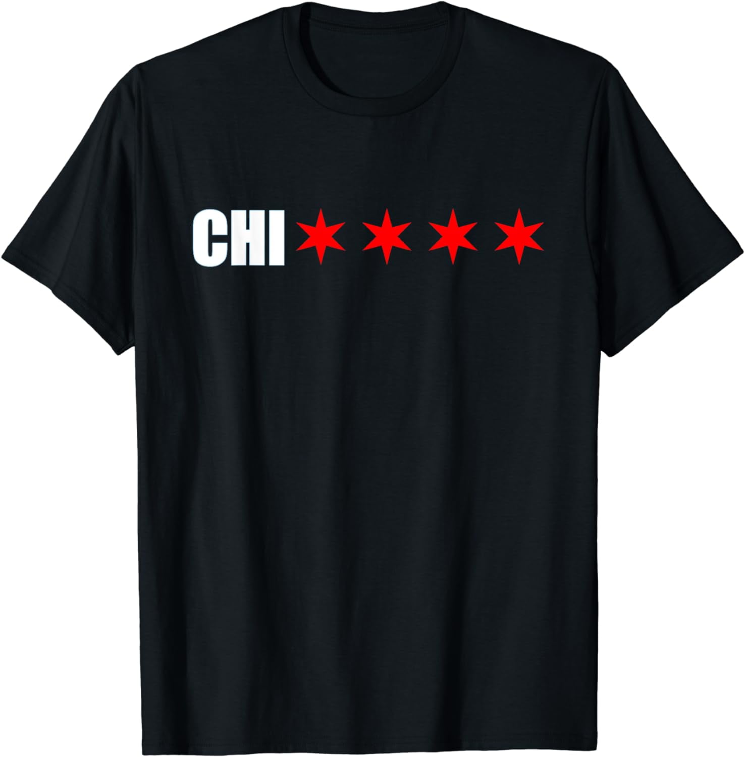 Chicago Chi With 4 Red 6 Corner Stars Of The Chicago Flag T-Shirt ...