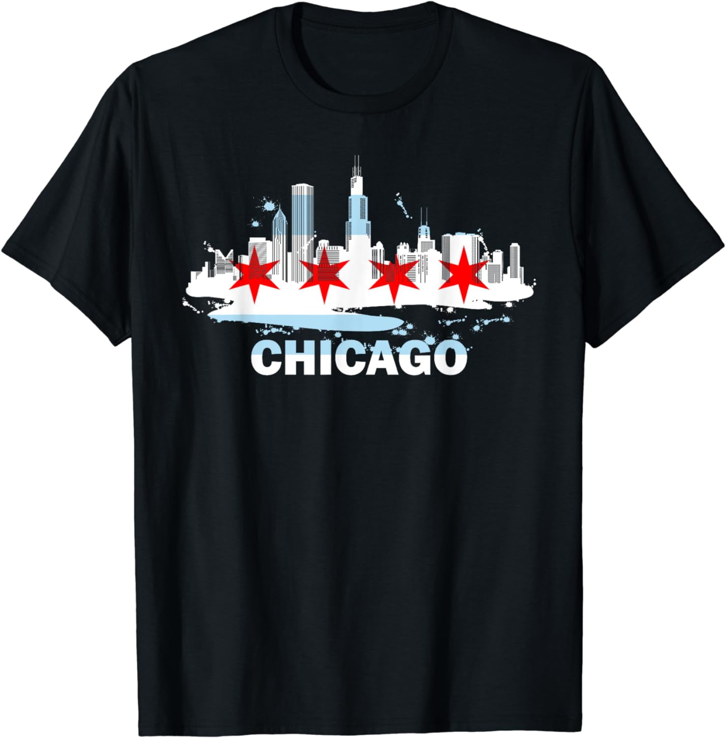 Chicago City Flag Downtown Skyline - Chicago Skyline T-Shirt - Walmart.com