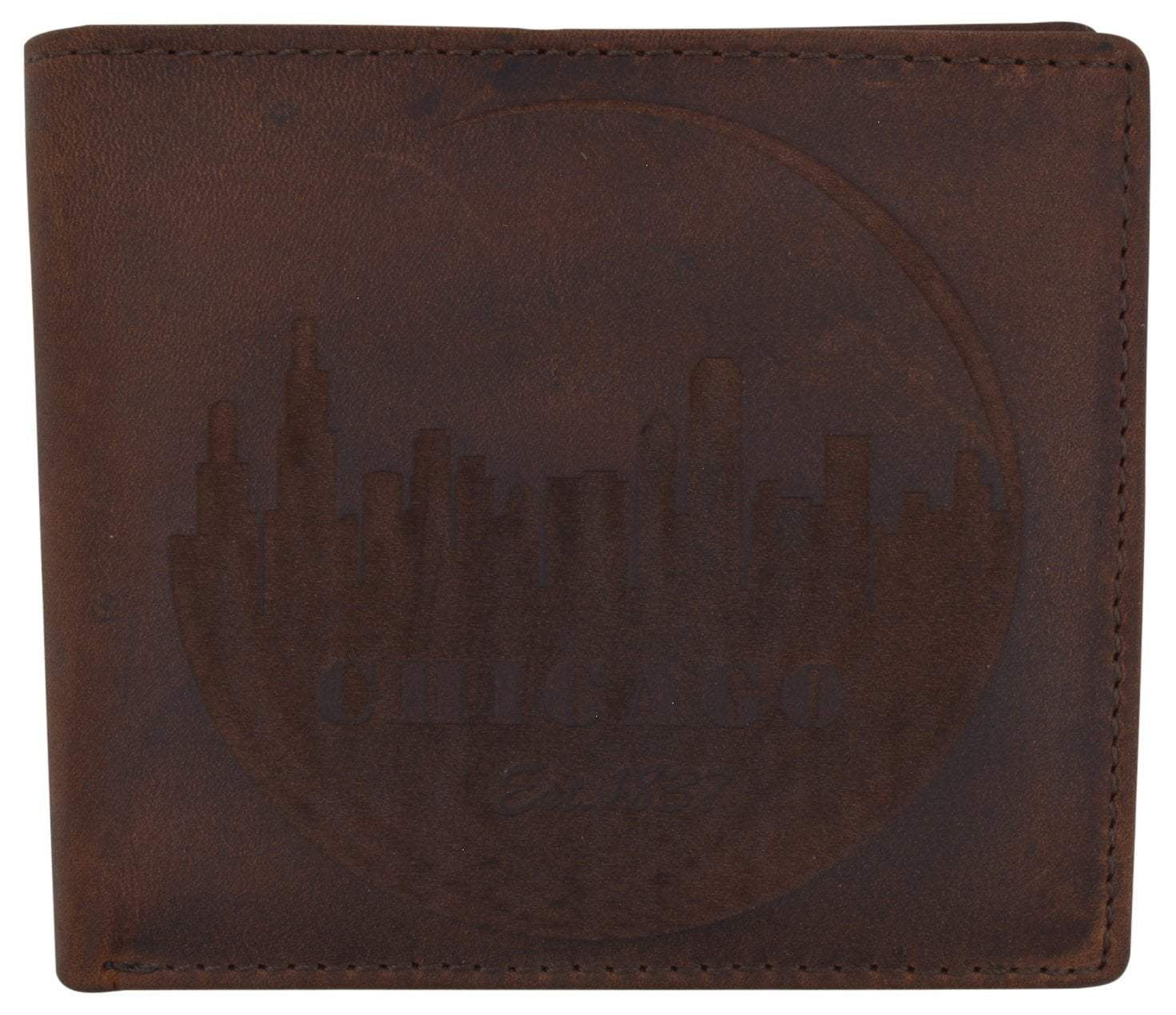 Chicago City Logo RFID Mens Leather Credit Card ID Bifold Wallet ...
