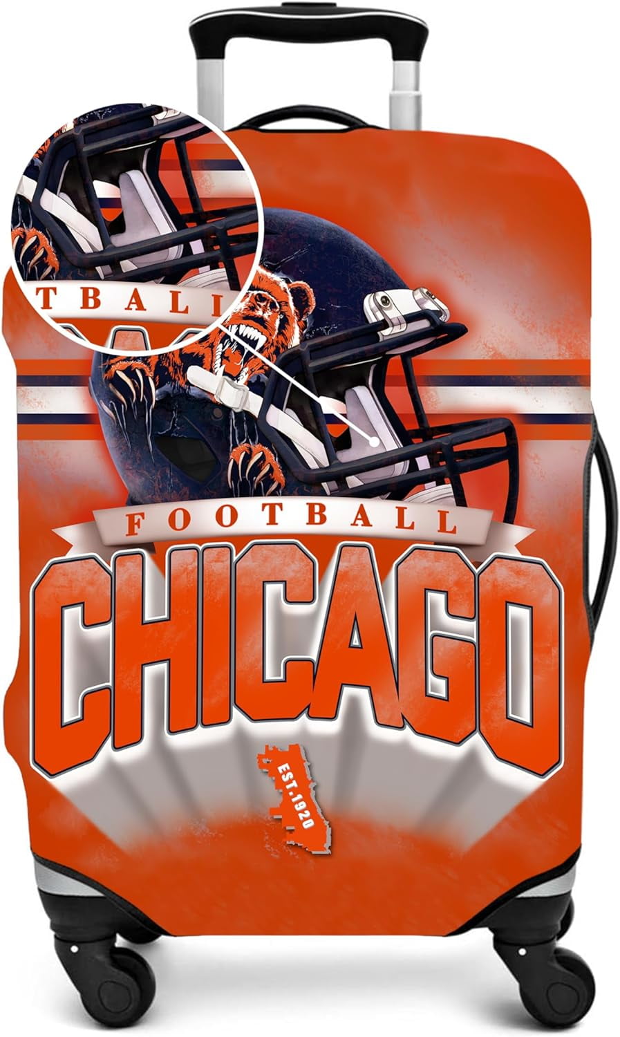 Chicago City Luggage Cover, Football Team Suitcase Cover for Luggage ...