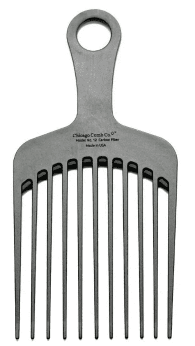Chicago Comb Model 12 Carbon Fiber, XL Wide-Tooth Pick, Anti-Static, 7. ...