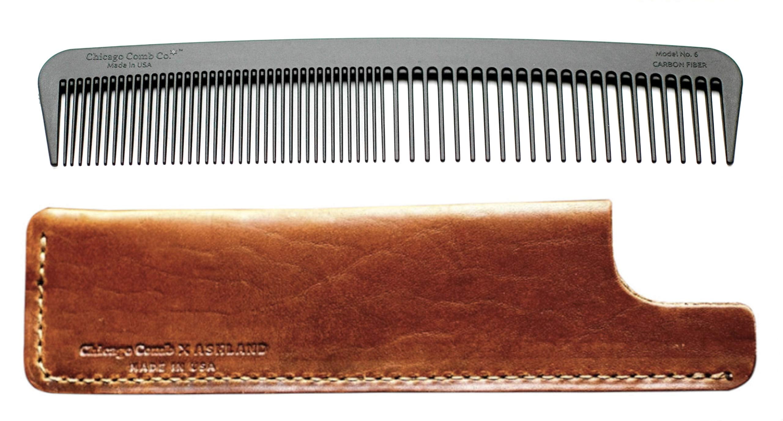 Chicago Comb Model 6 Carbon Fiber Comb + English Tan Horween leather ...